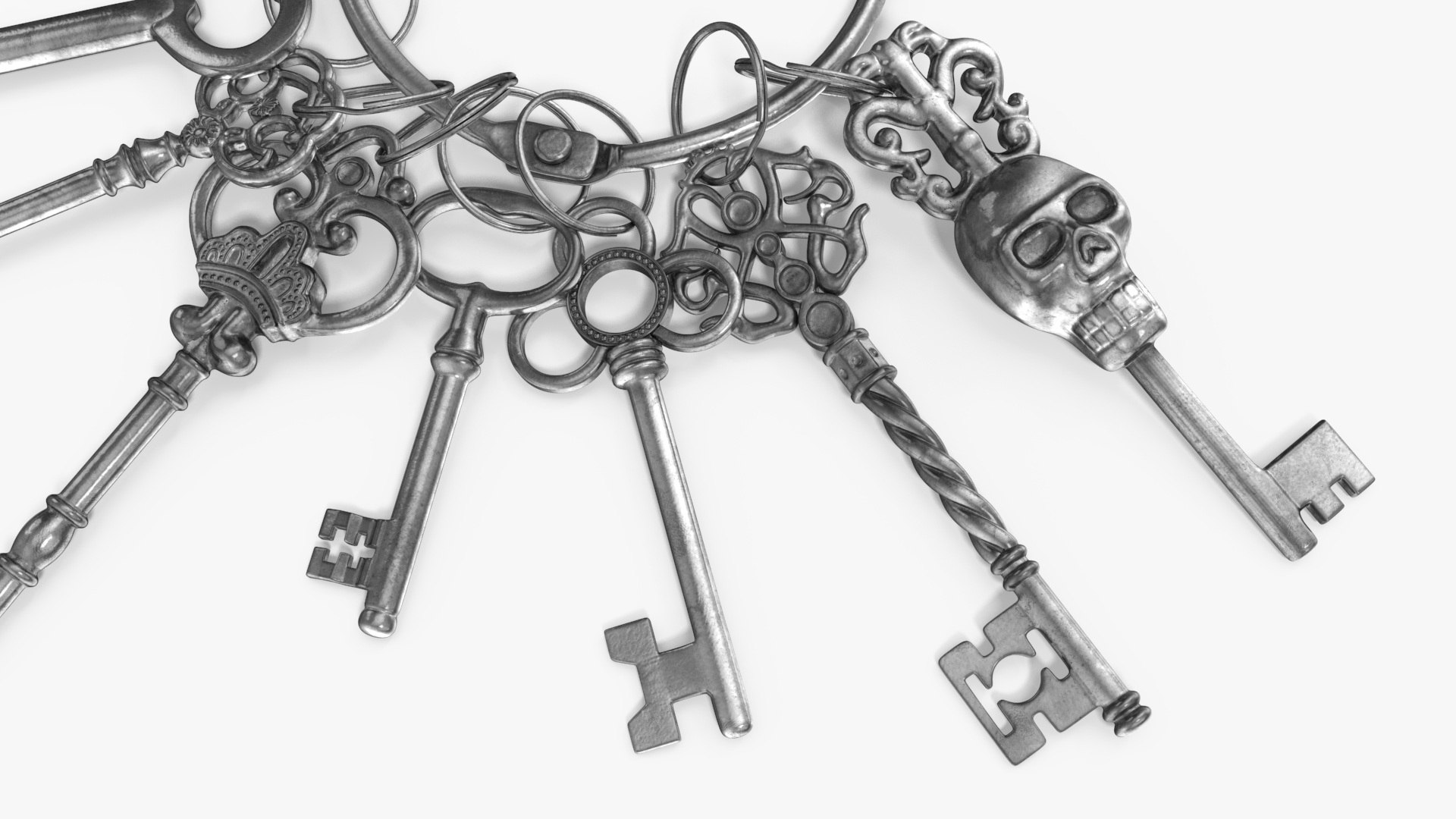 Skeleton Keys Bunch Silver 3D Model - TurboSquid 2247298