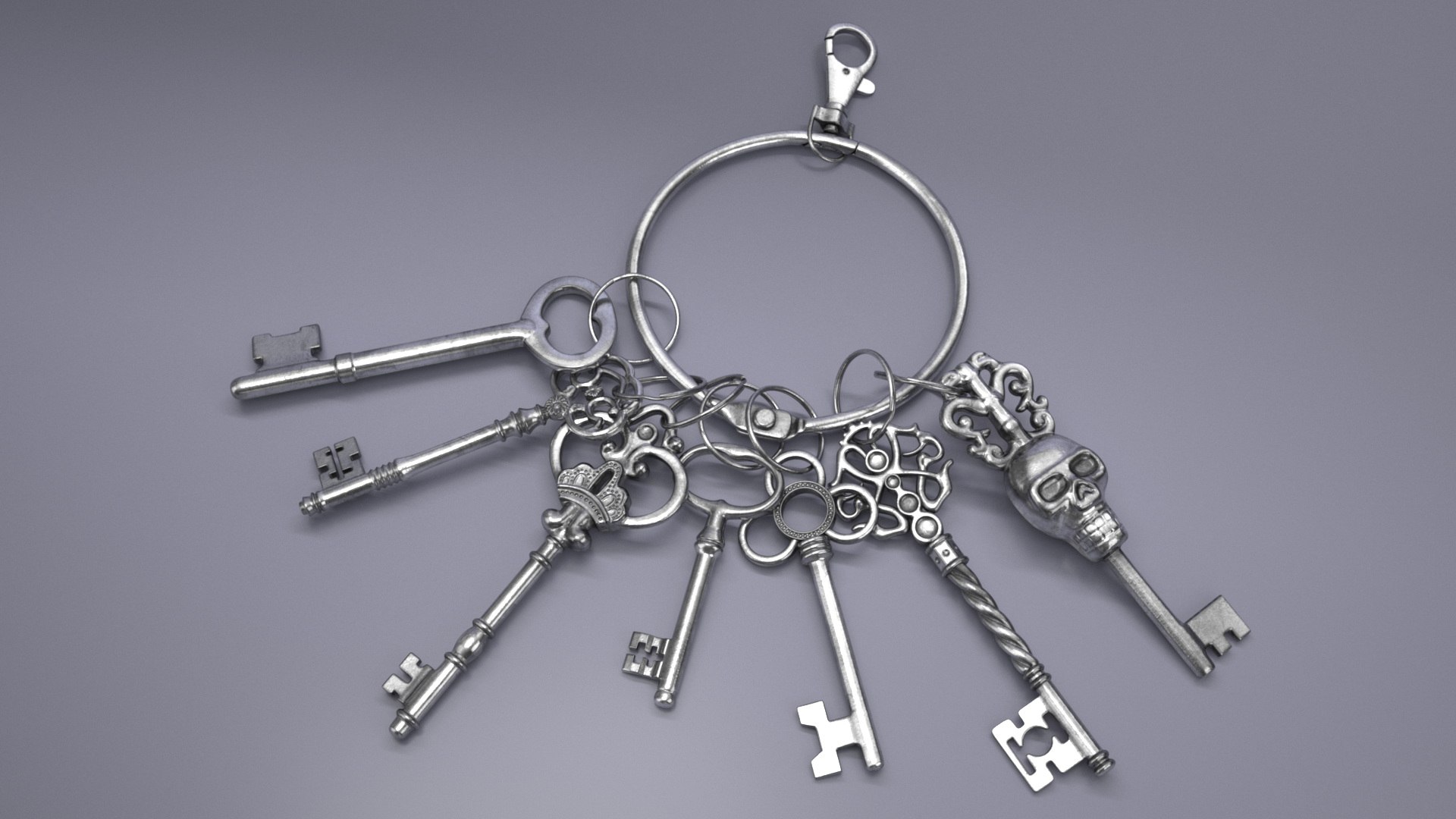 Skeleton Keys Bunch Silver 3D Model - TurboSquid 2247298