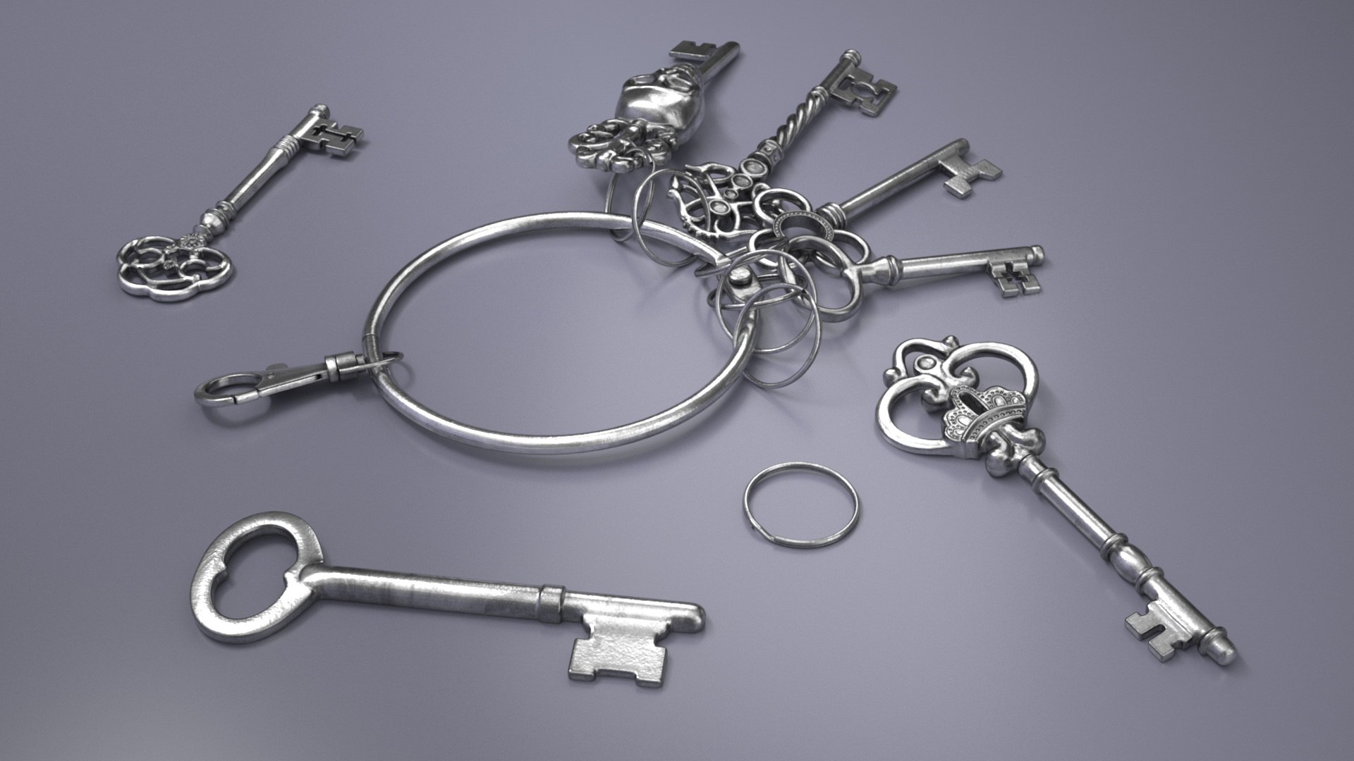 Skeleton Keys Bunch Silver 3D Model - TurboSquid 2247298
