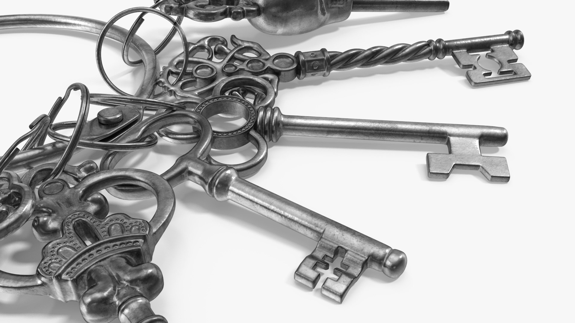 Skeleton Keys Bunch Silver 3D Model - TurboSquid 2247298