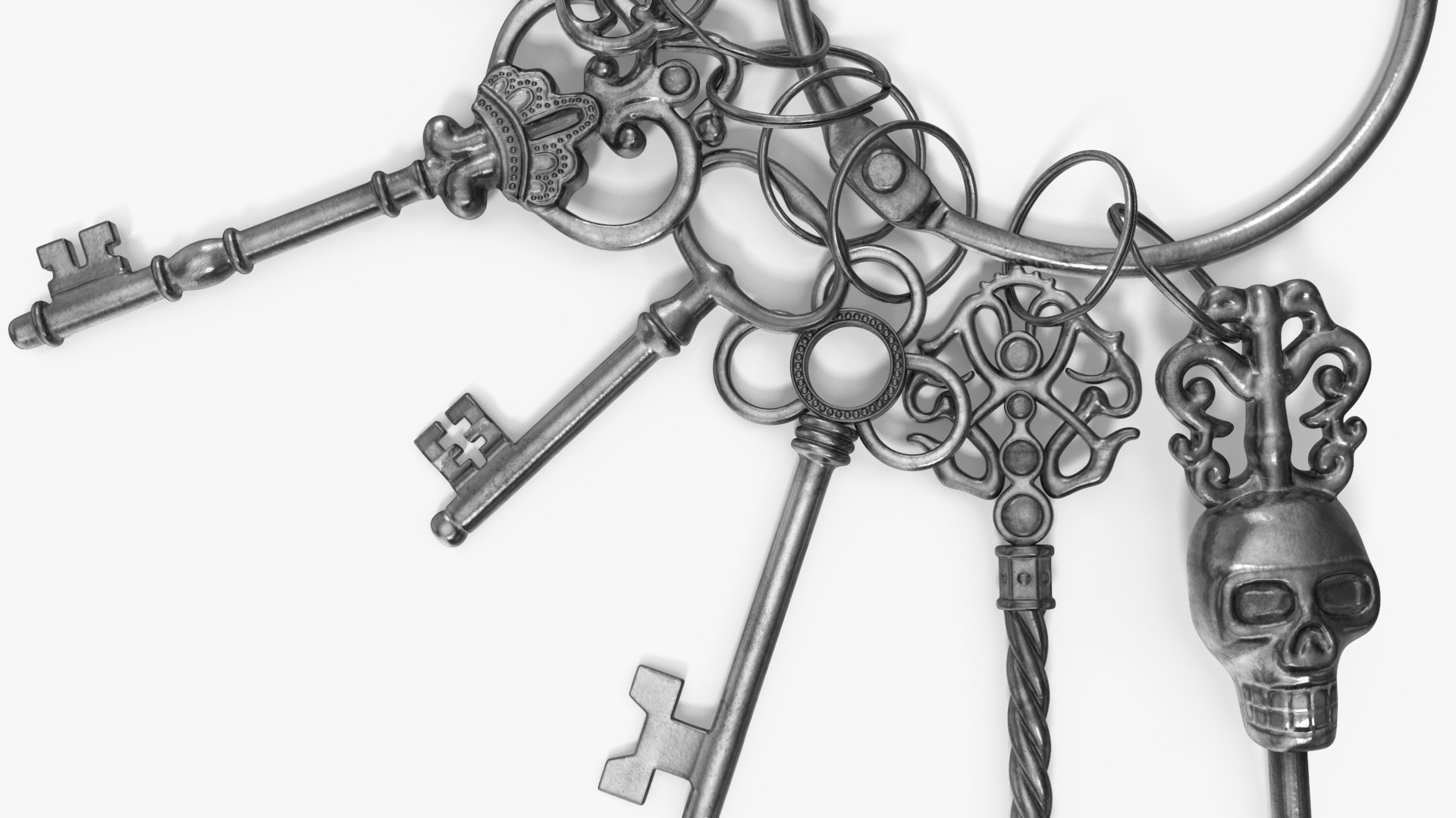 Skeleton Keys Bunch Silver 3D Model - TurboSquid 2247298