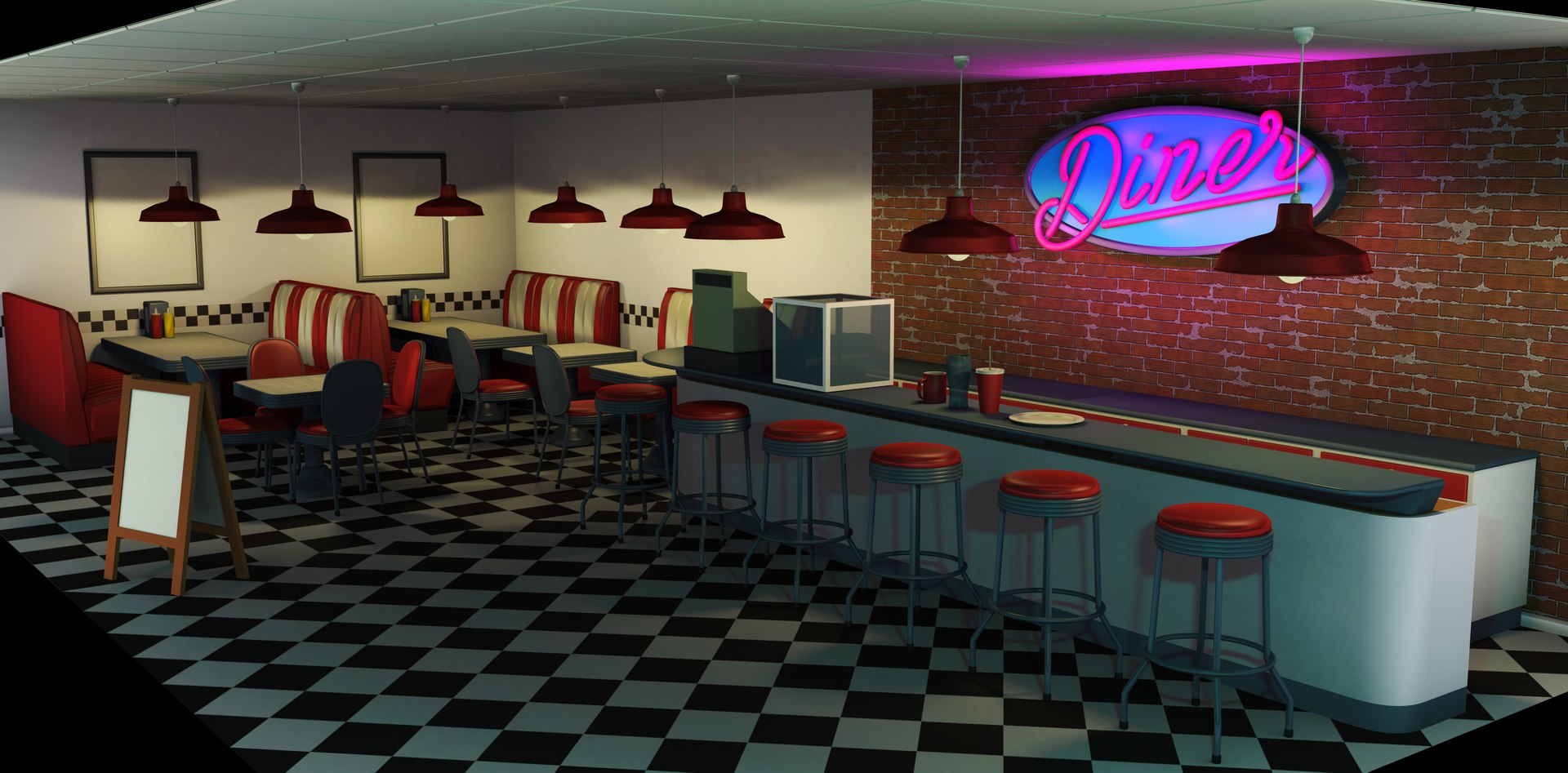 Simple Diner 3D Model - TurboSquid 1587902