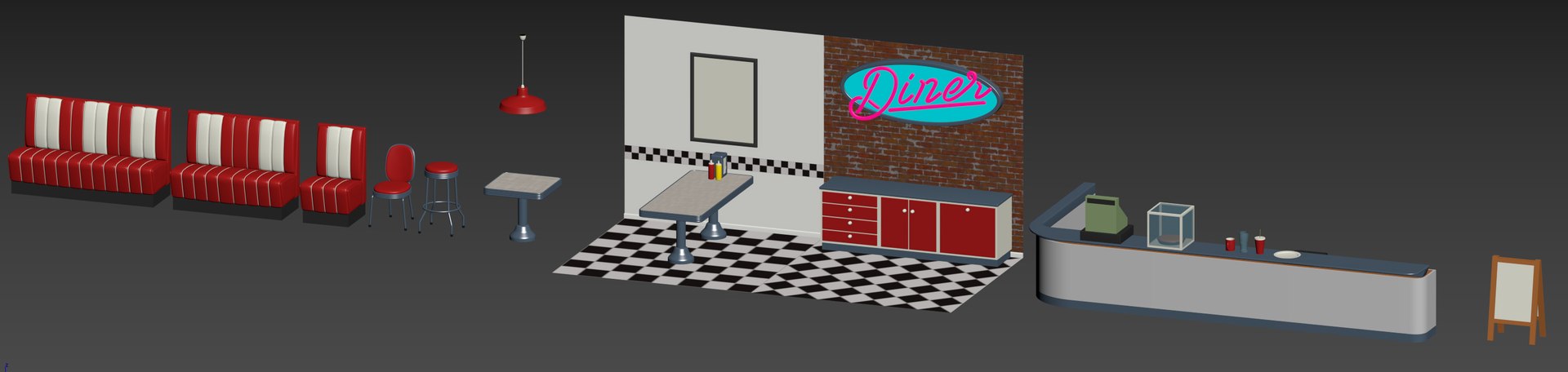 Simple Diner 3D Model - TurboSquid 1587902