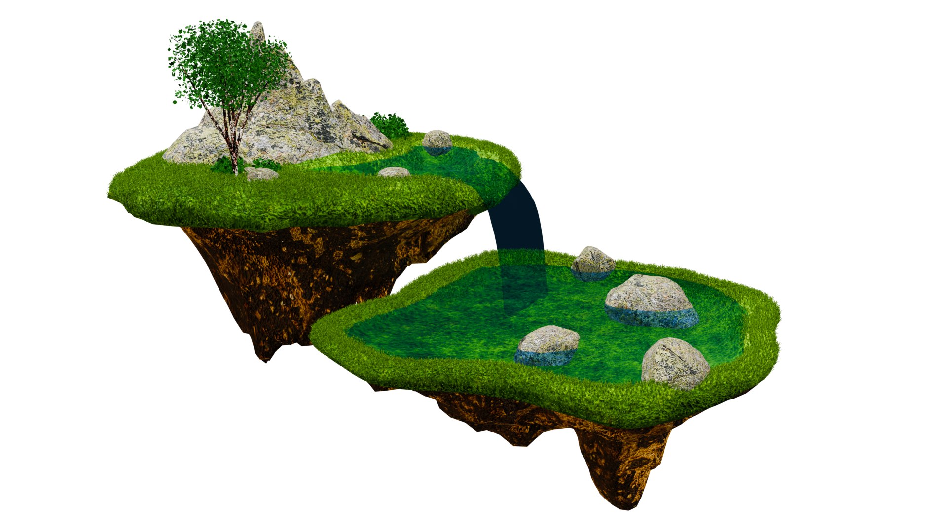 Floating Two Island 3D Model - TurboSquid 2191366