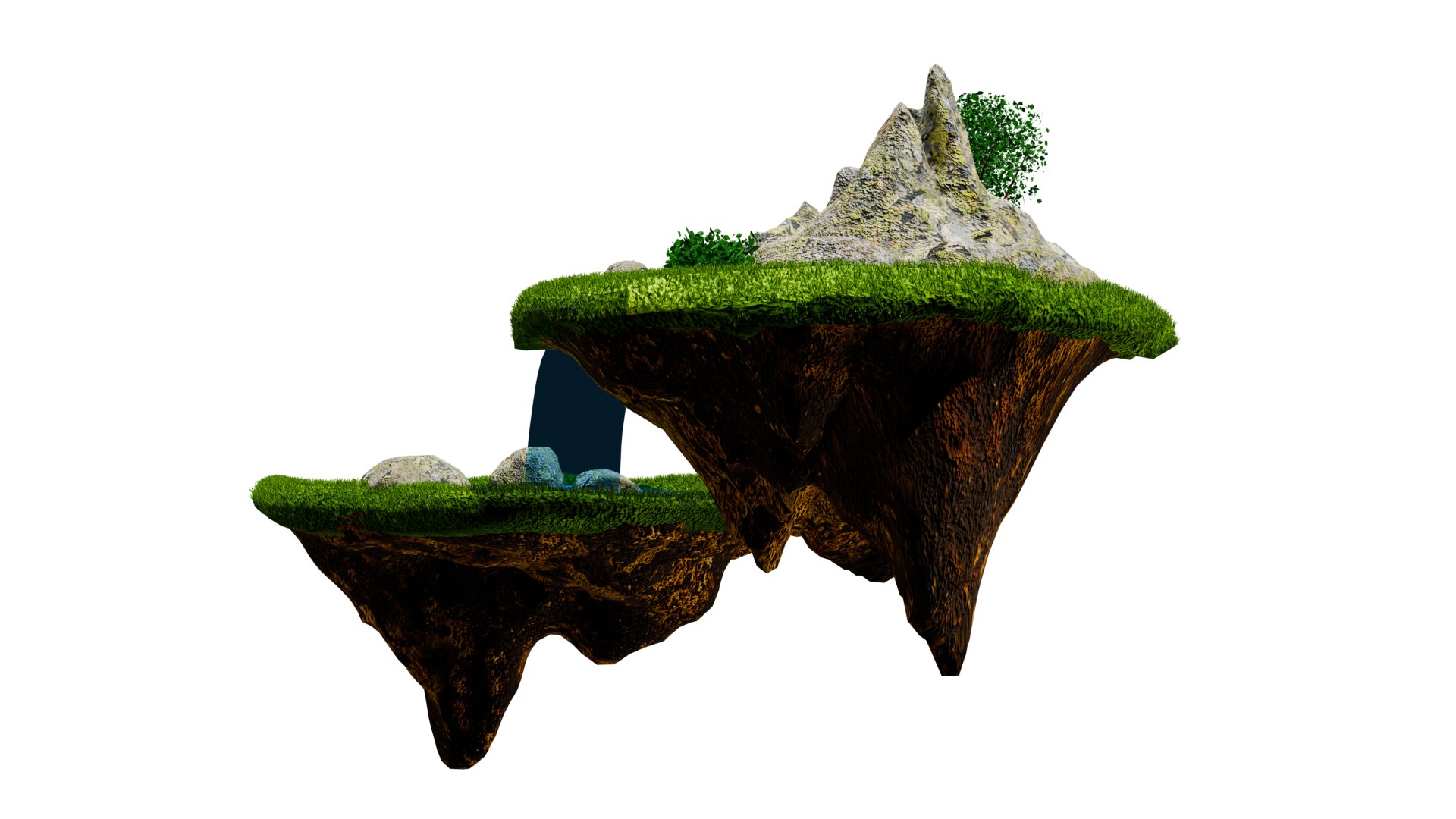 Floating Two Island 3D Model - TurboSquid 2191366