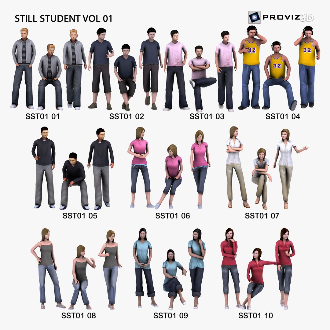 3D People 30 Still 3D Student Vol 01 3D model - TurboSquid 1907899
