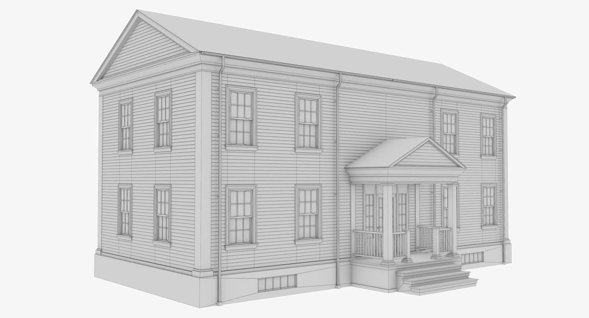 3D Colonial House 1 - TurboSquid 1195462