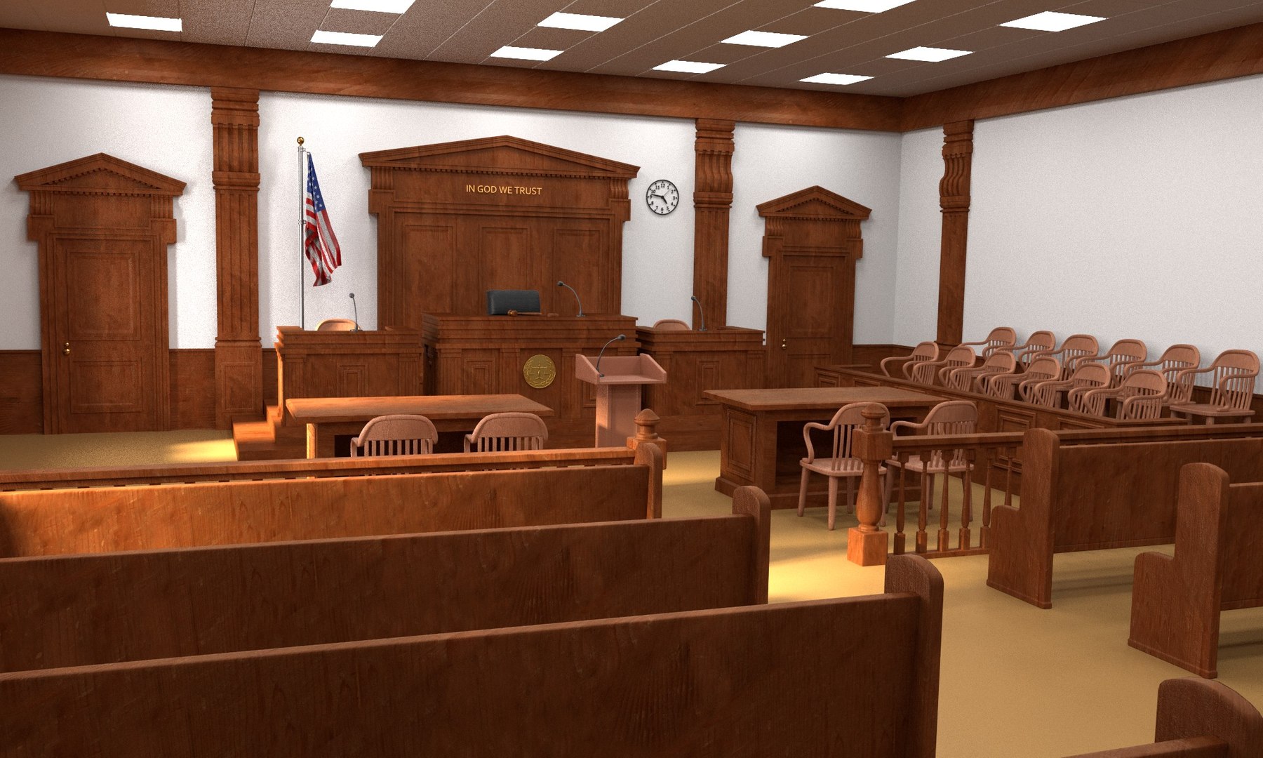 3d Court Room Courtroom Model