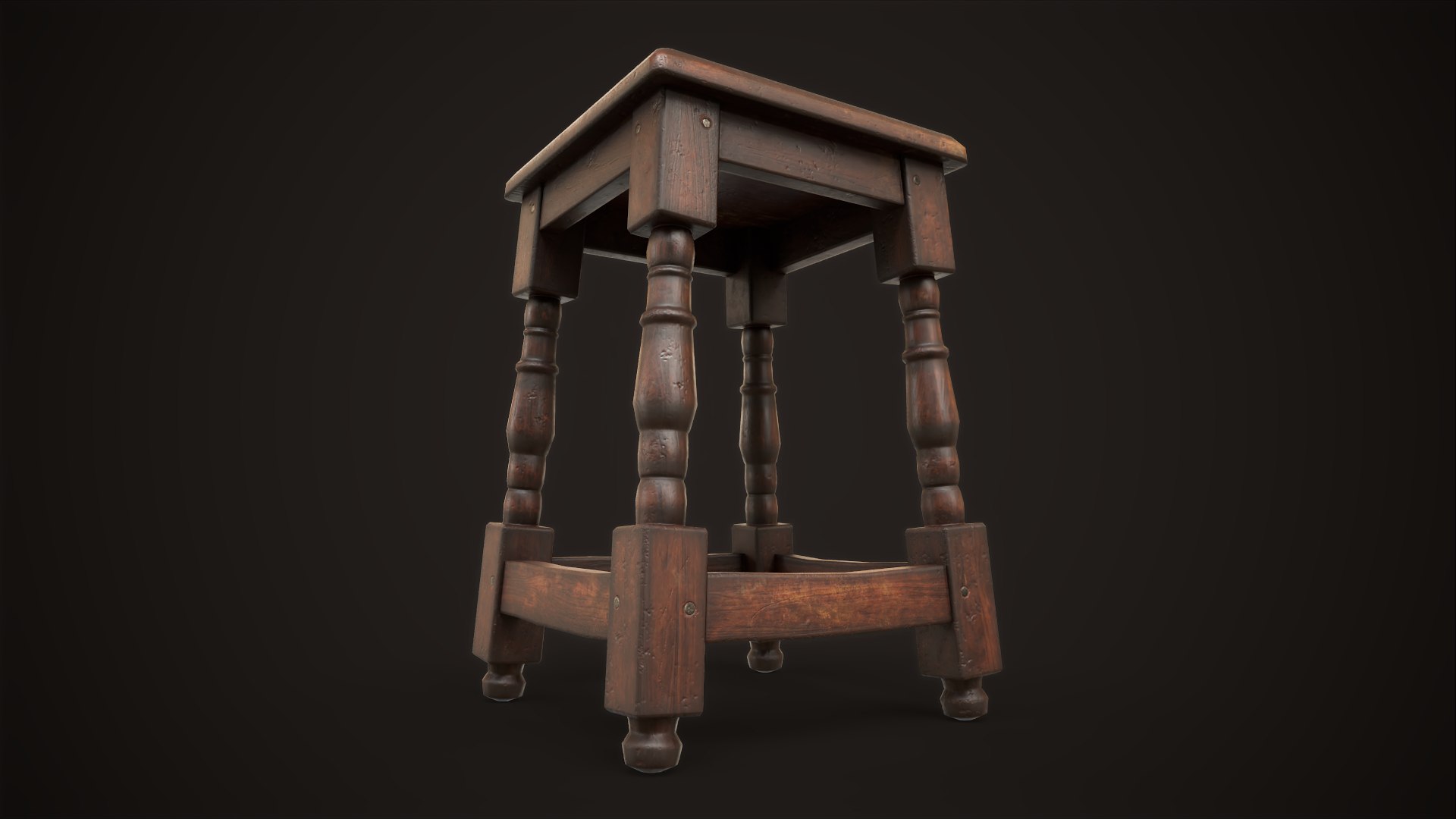 Old medieval stool 3D - TurboSquid 2053433