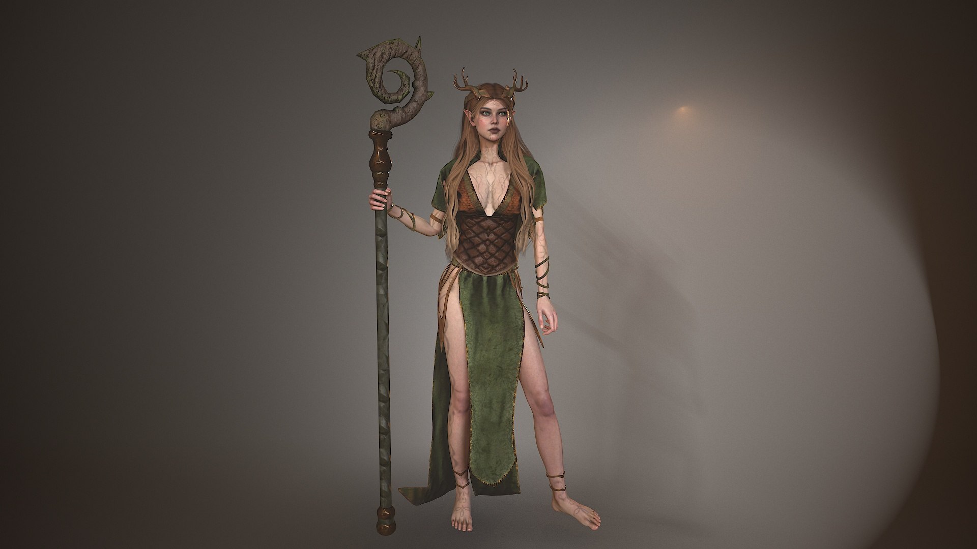 3D Model Forest Elf Druid Lady - TurboSquid 2386526