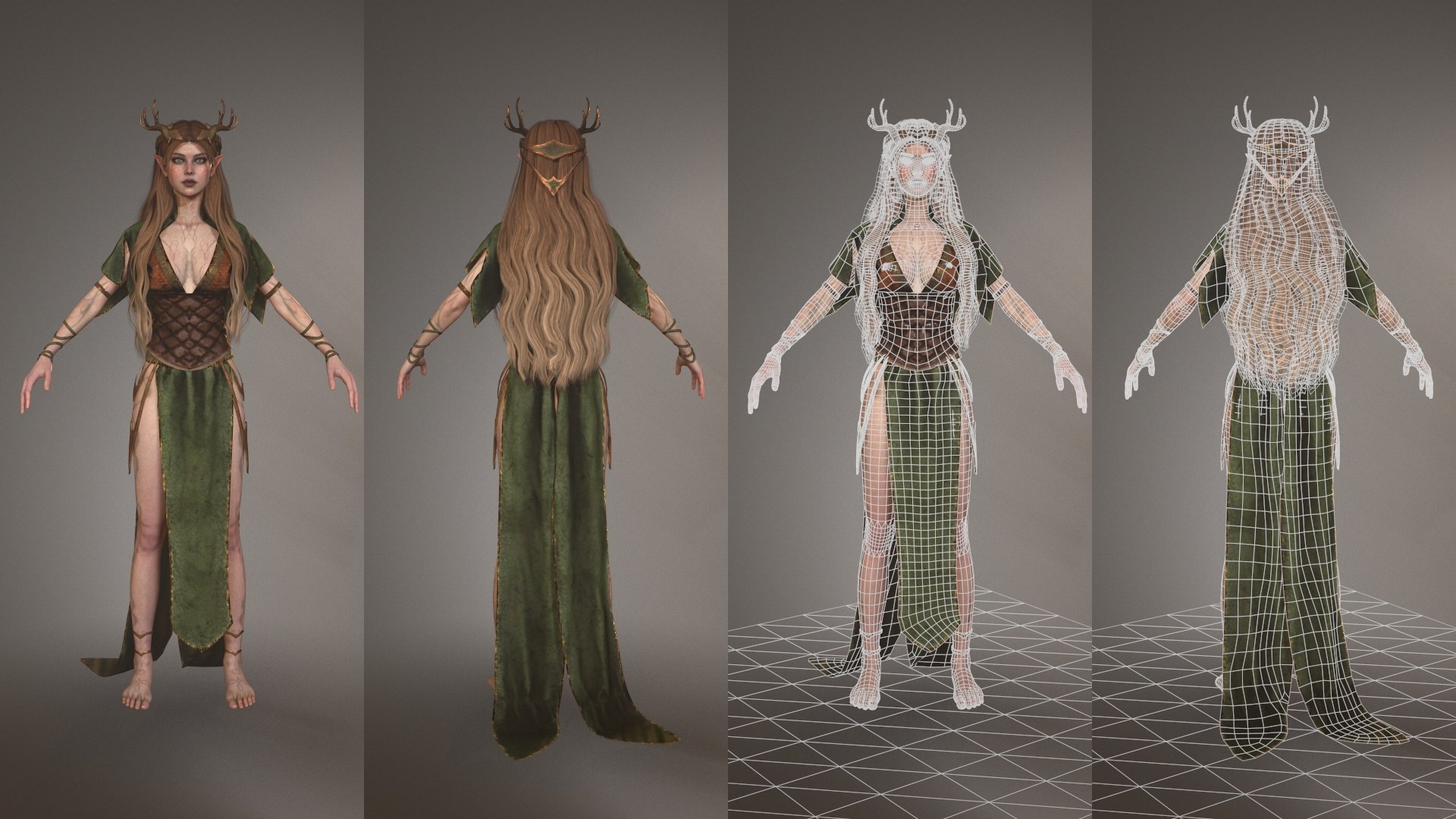 3D Model Forest Elf Druid Lady - TurboSquid 2386526