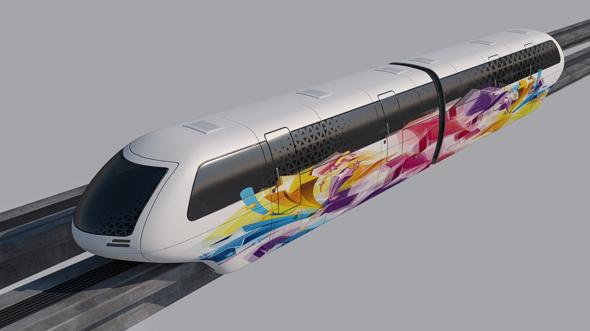 3D mono rail train 02 model - TurboSquid 1410839