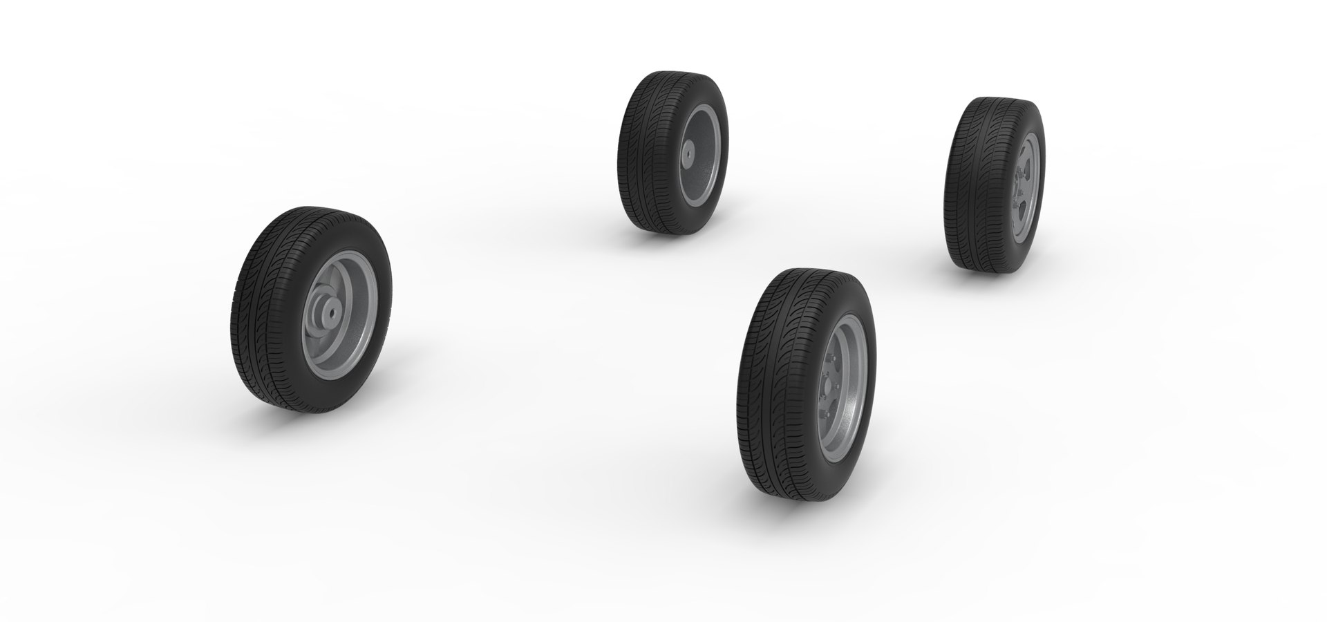 3D Model Wheel Set Of New Zealand Vintage Stock Car Scale 1 To 25 ...