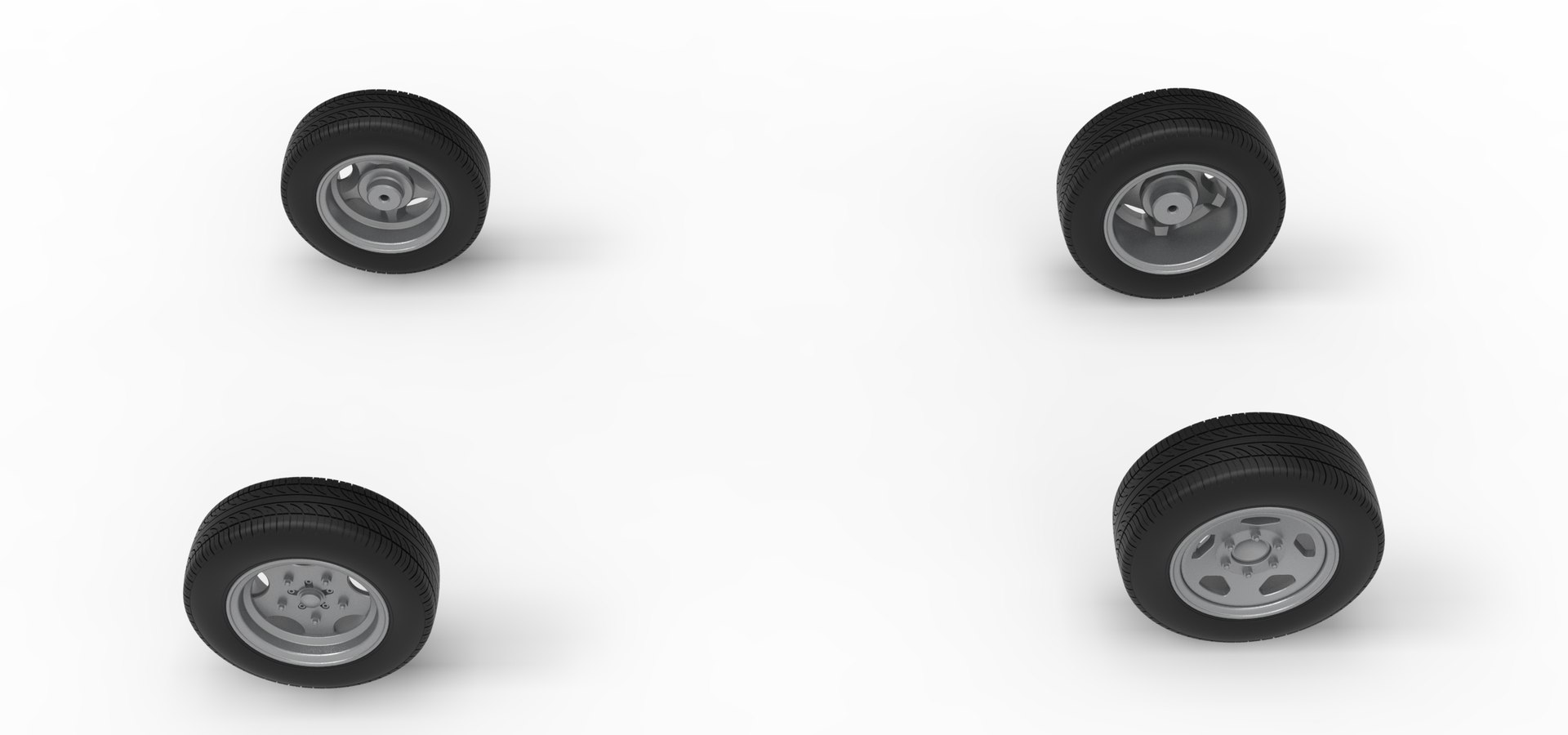 3D Model Wheel Set Of New Zealand Vintage Stock Car Scale 1 To 25 ...