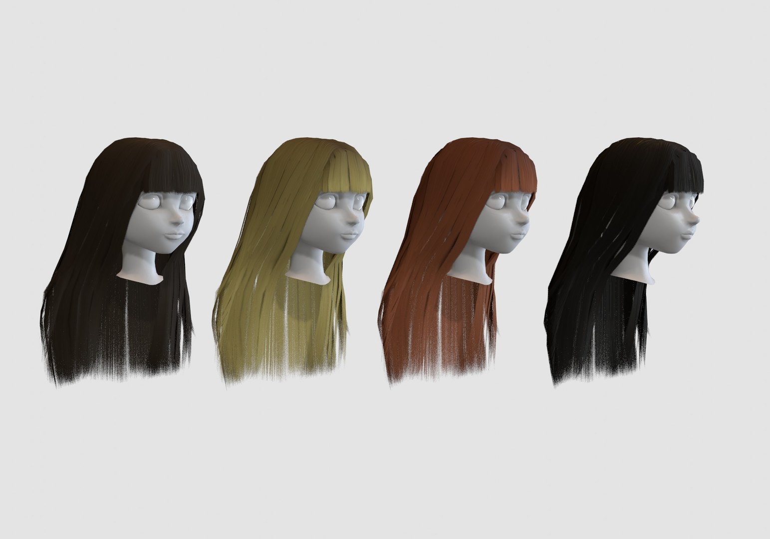 3D Hairstyle In 4 Colors - TurboSquid 1899632
