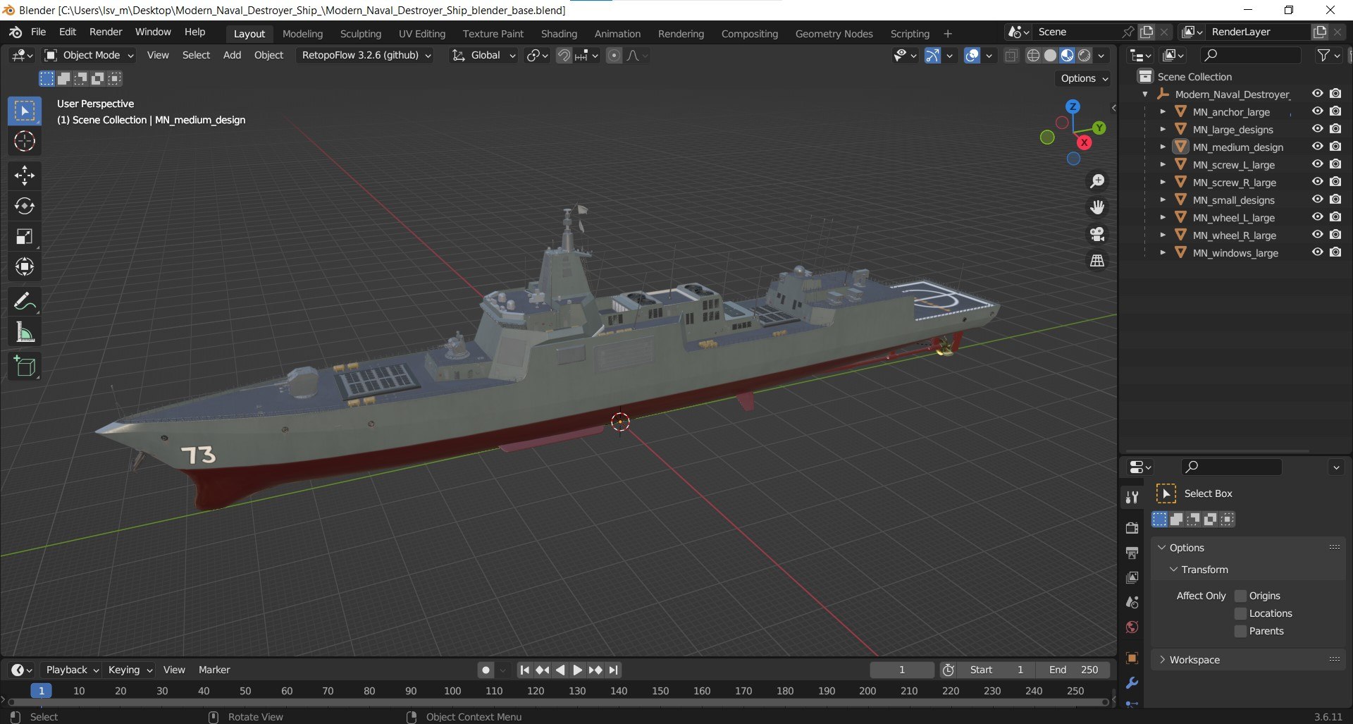 3D Modern Naval Destroyer Ship Model - TurboSquid 2362538