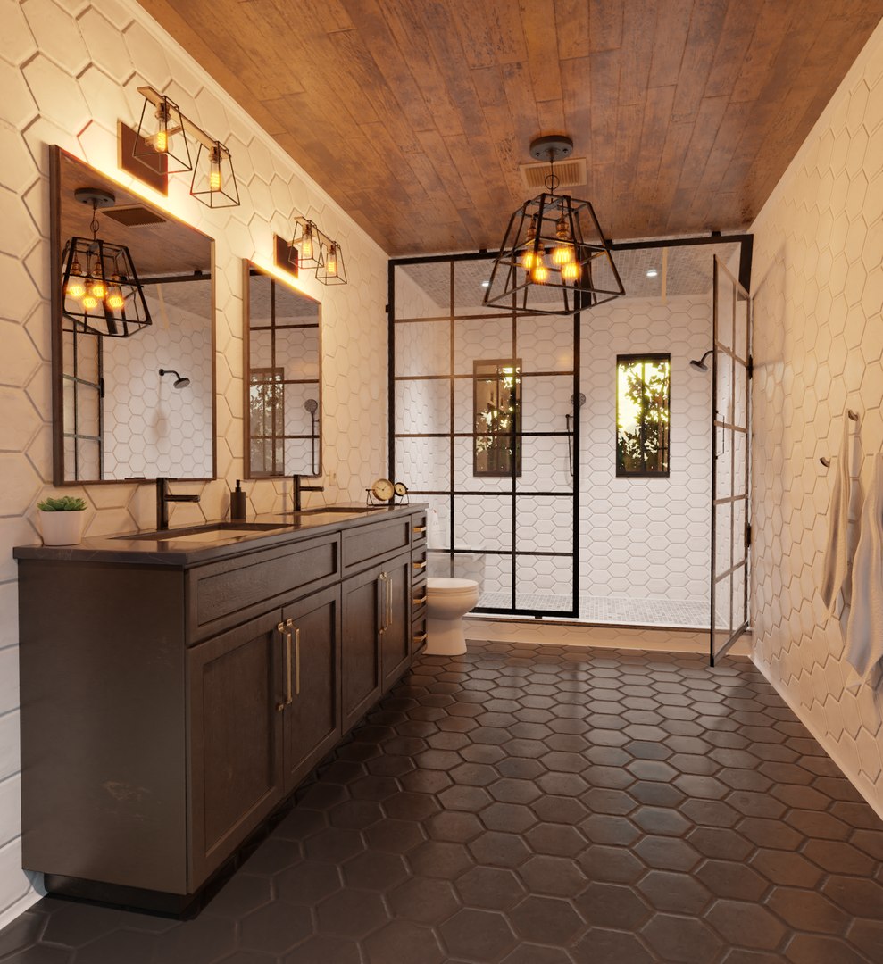 Transitional Bathroom 3D Model - TurboSquid 1636392