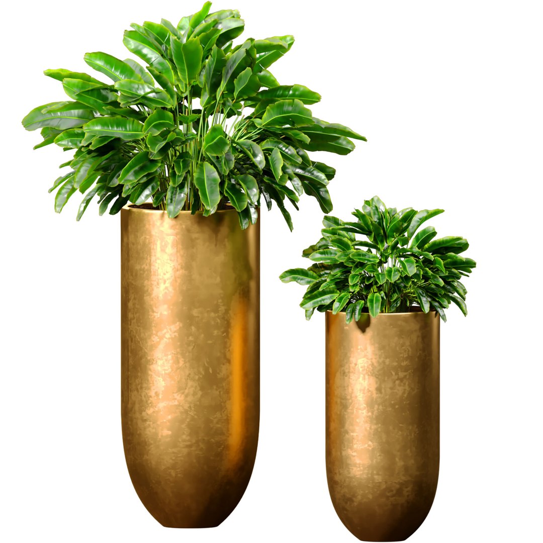 Decorative Fern In A Floor Vase Planters Urn Gold Art Deco Style Model ...