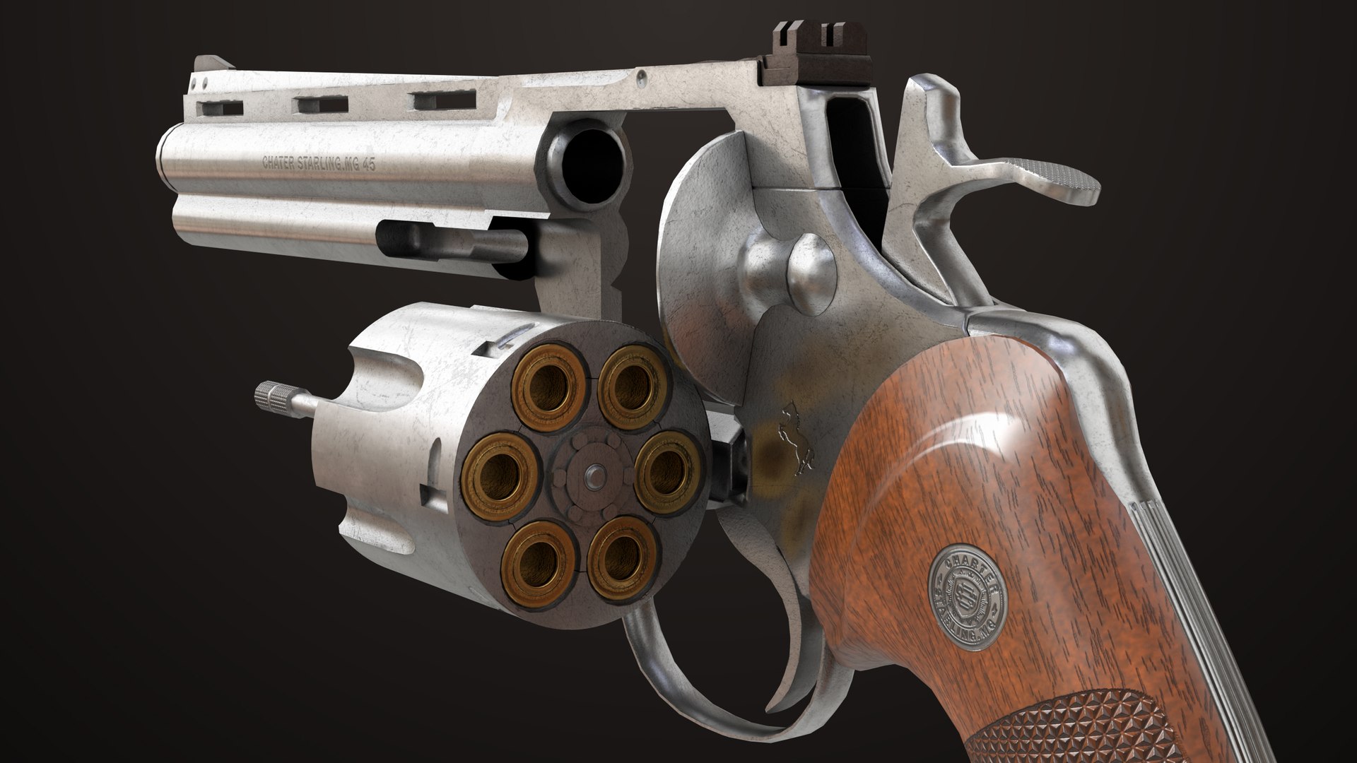 3D Revolver 05 Silver Colt Python All PBR Unity UE Textures model ...