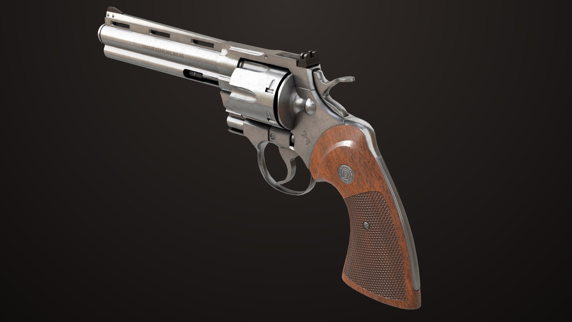 3D Revolver 05 Silver Colt Python All PBR Unity UE Textures model ...