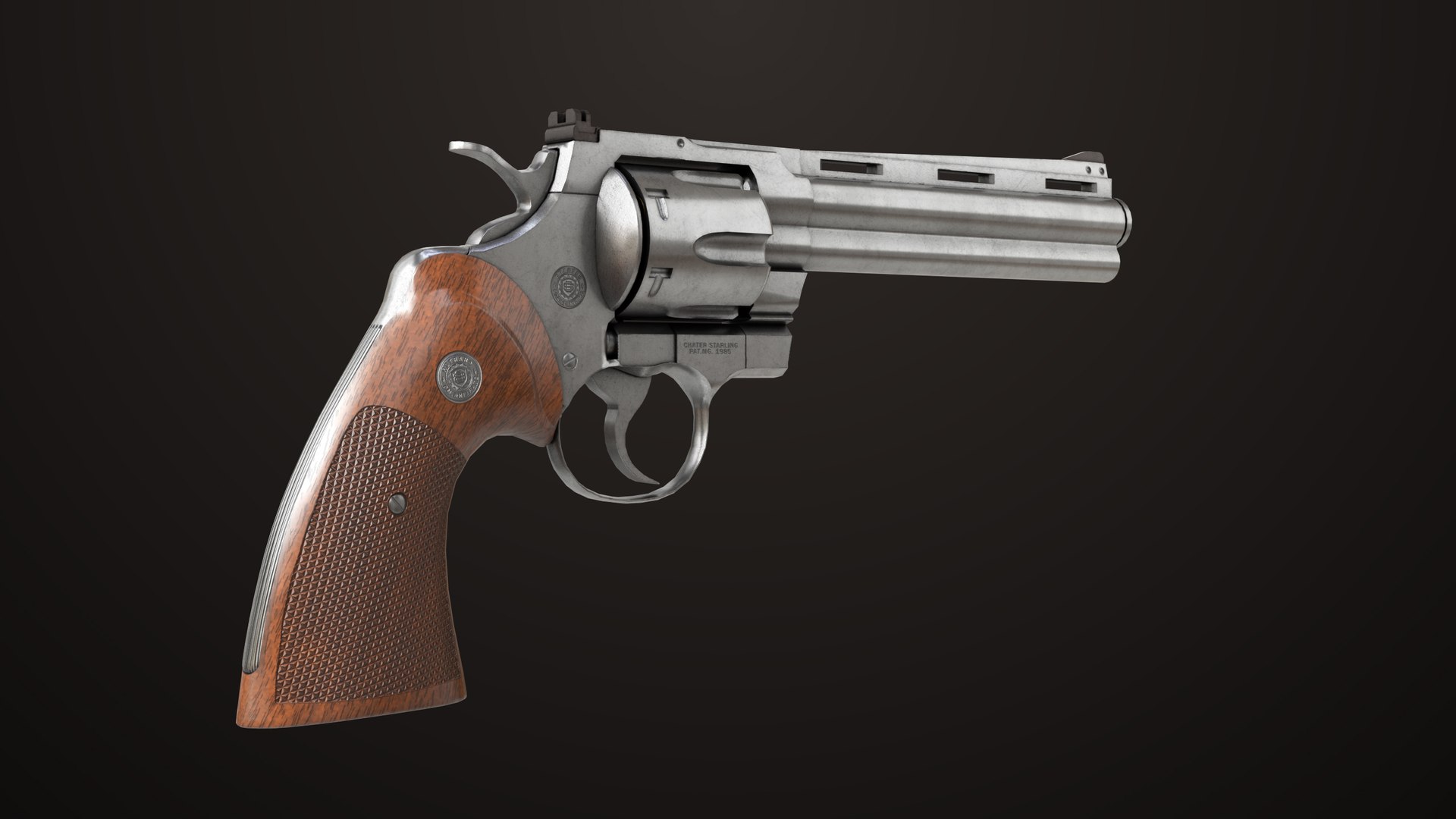 3D Revolver 05 Silver Colt Python All PBR Unity UE Textures model ...