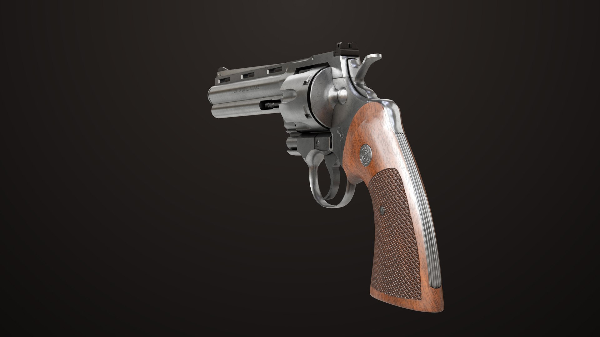 3D Revolver 05 Silver Colt Python All PBR Unity UE Textures model ...
