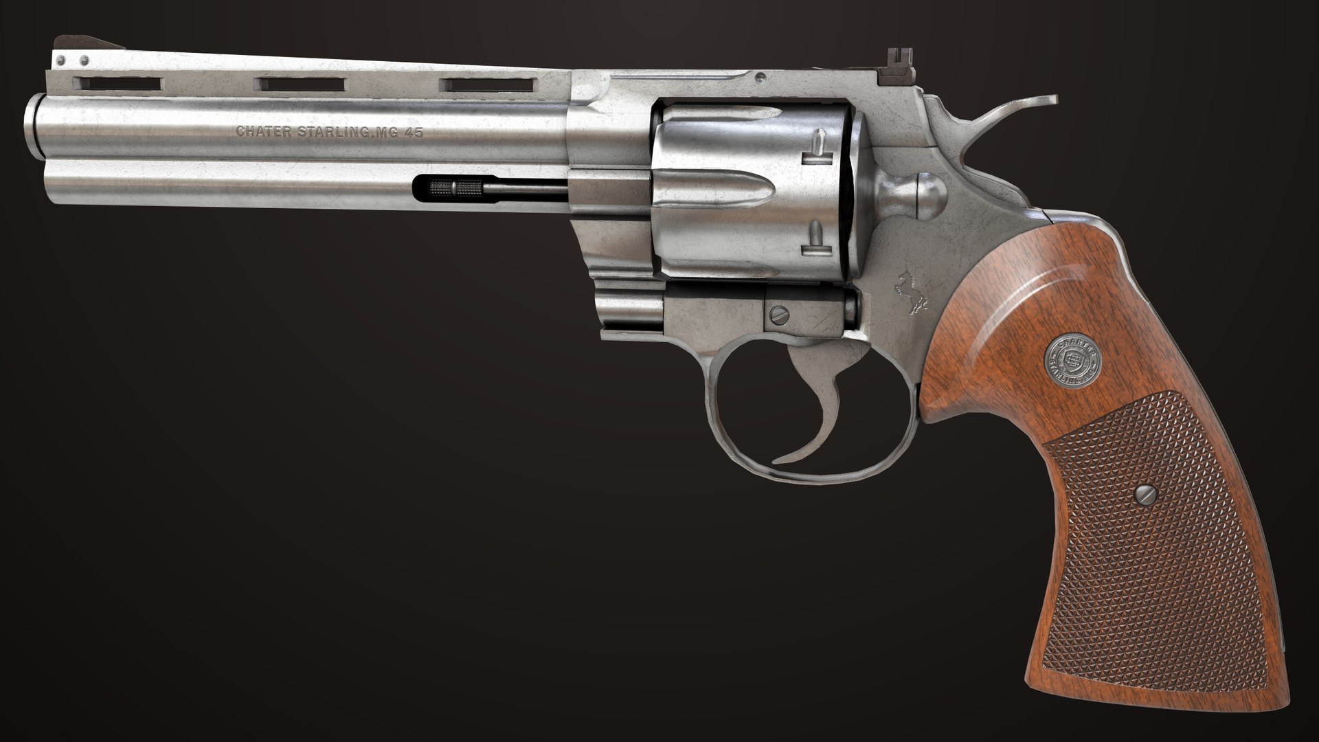 3D Revolver 05 Silver Colt Python All PBR Unity UE Textures model ...