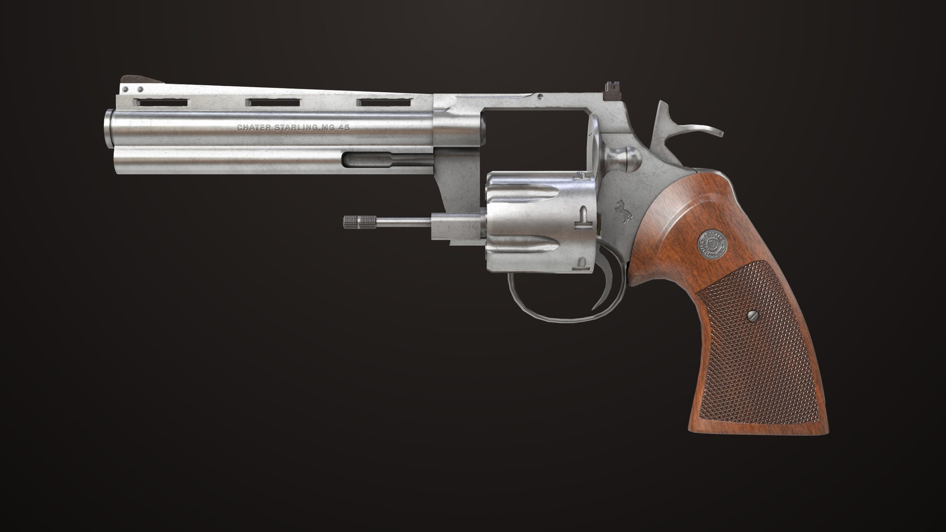 3D Revolver 05 Silver Colt Python All PBR Unity UE Textures model ...