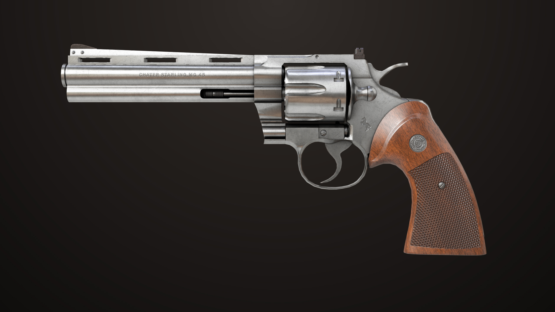 3d Revolver 05 Silver Colt Python All Pbr Unity Ue Textures Model