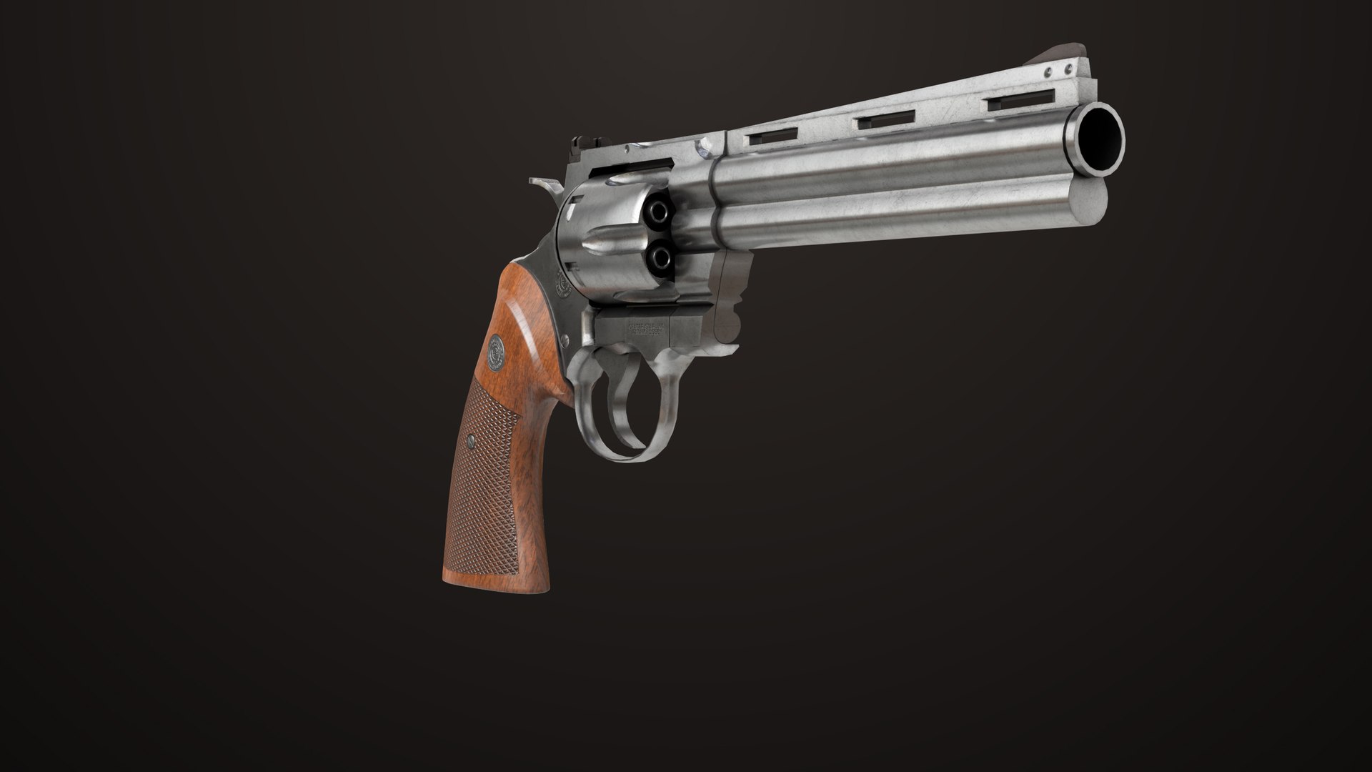 3D Revolver 05 Silver Colt Python All PBR Unity UE Textures model ...