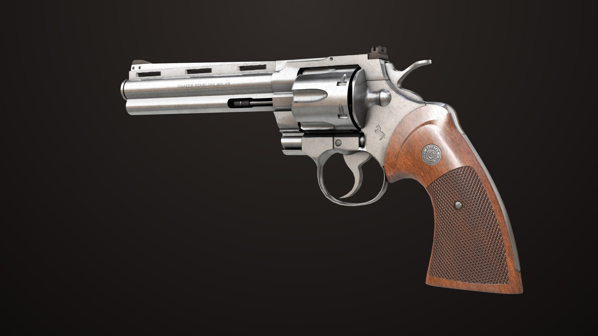 3D Revolver 05 Silver Colt Python All PBR Unity UE Textures model ...