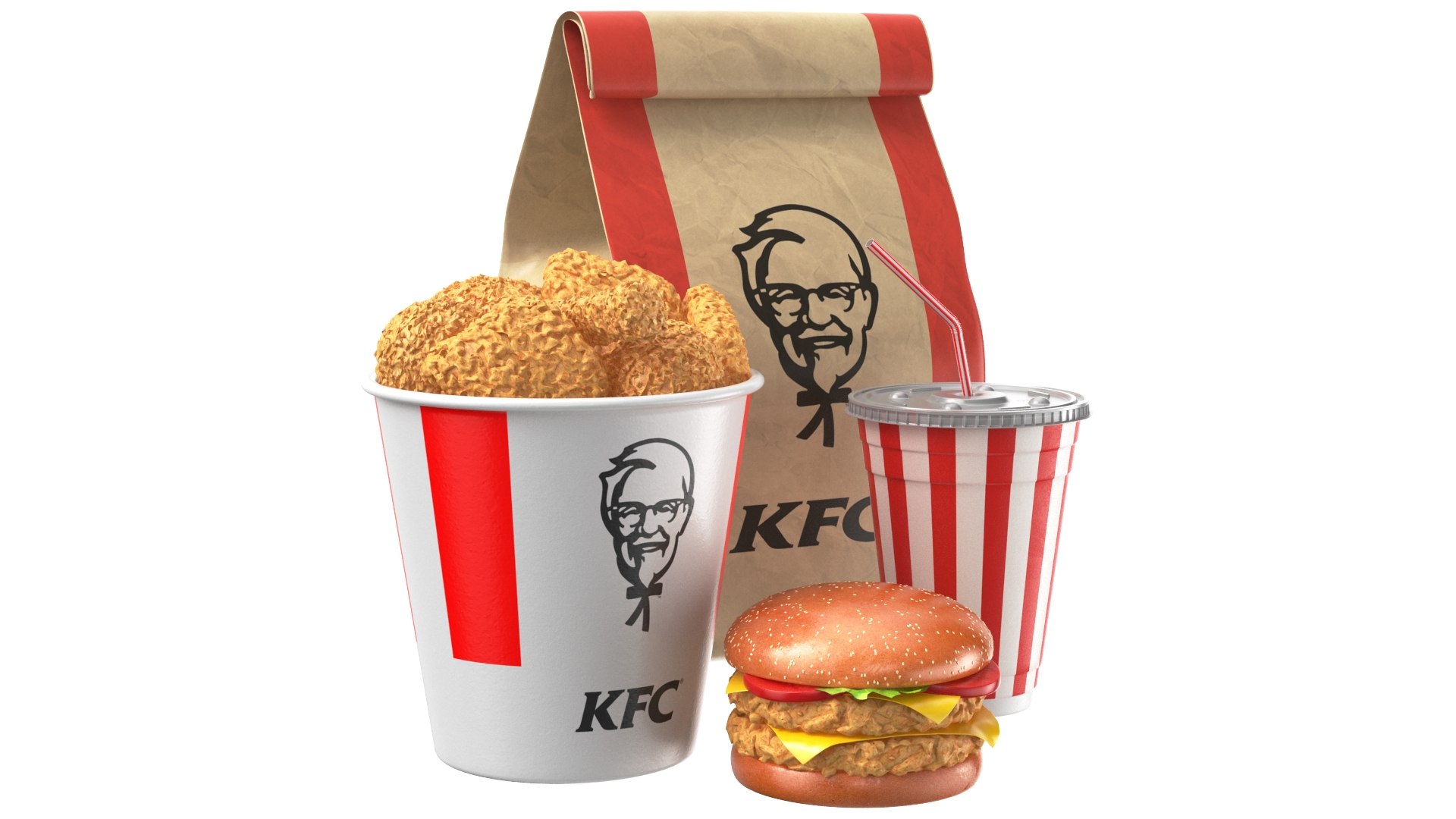 Detailed KFC Full Meal 3D Model - TurboSquid 2098818