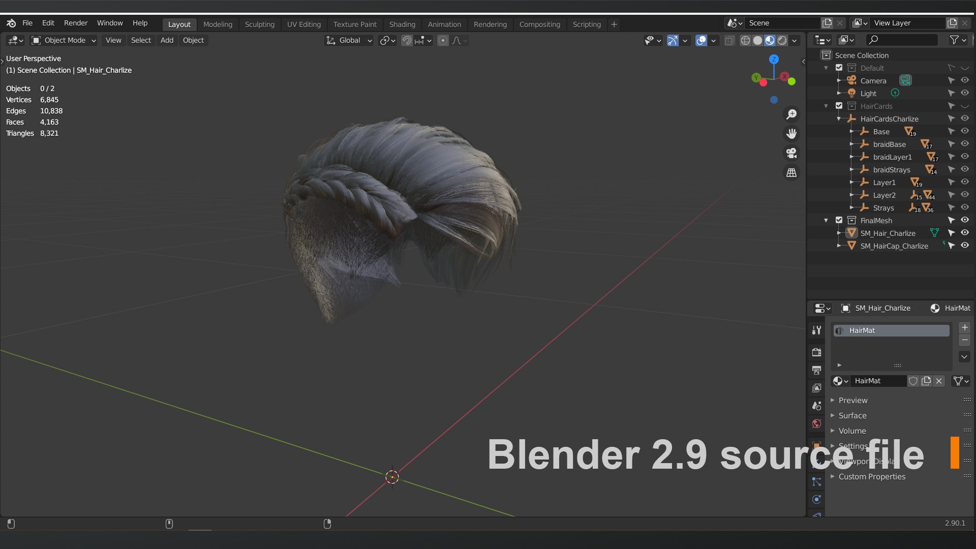 3D Model Low Poly Hair For Games - Charlize - TurboSquid 1800377