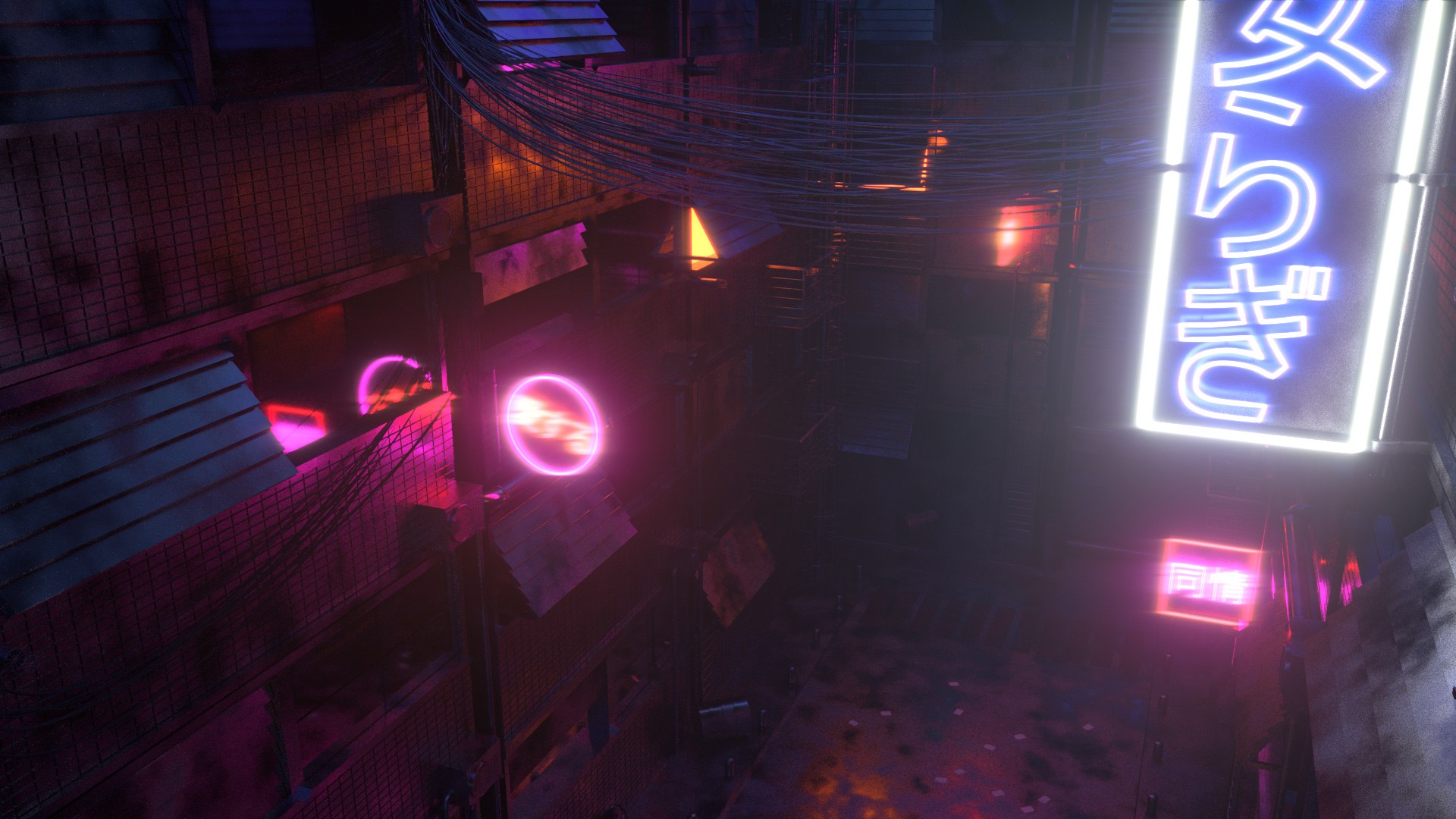 Synth Wave Style Street With Neon Glow Signs 3D Model - TurboSquid 1717827