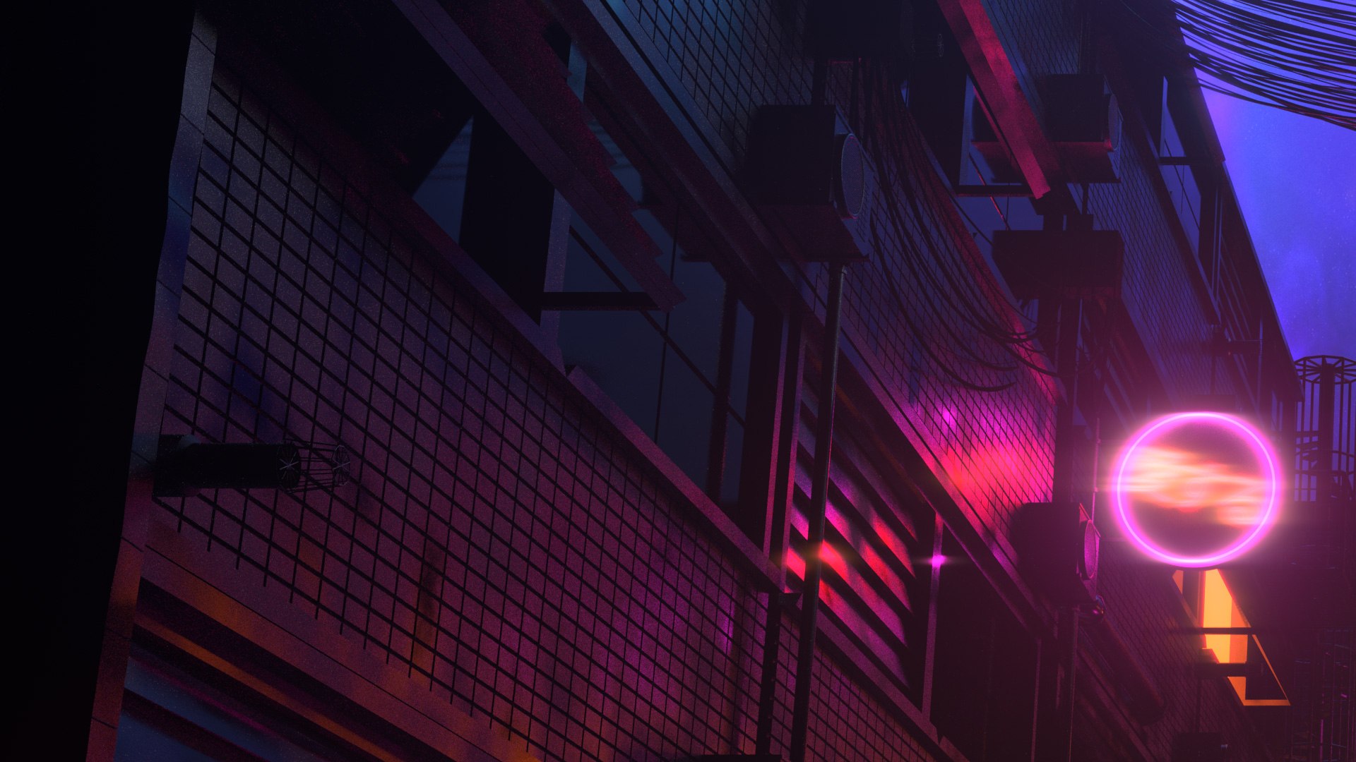 Synth Wave Style Street With Neon Glow Signs 3D Model - TurboSquid 1717827