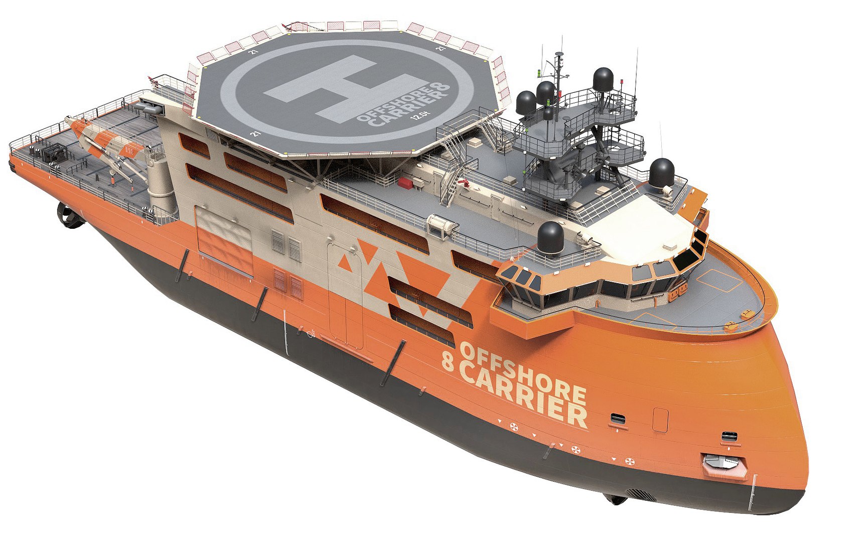 Offshore Construction Vessels OCV Orange Model - TurboSquid 2149068