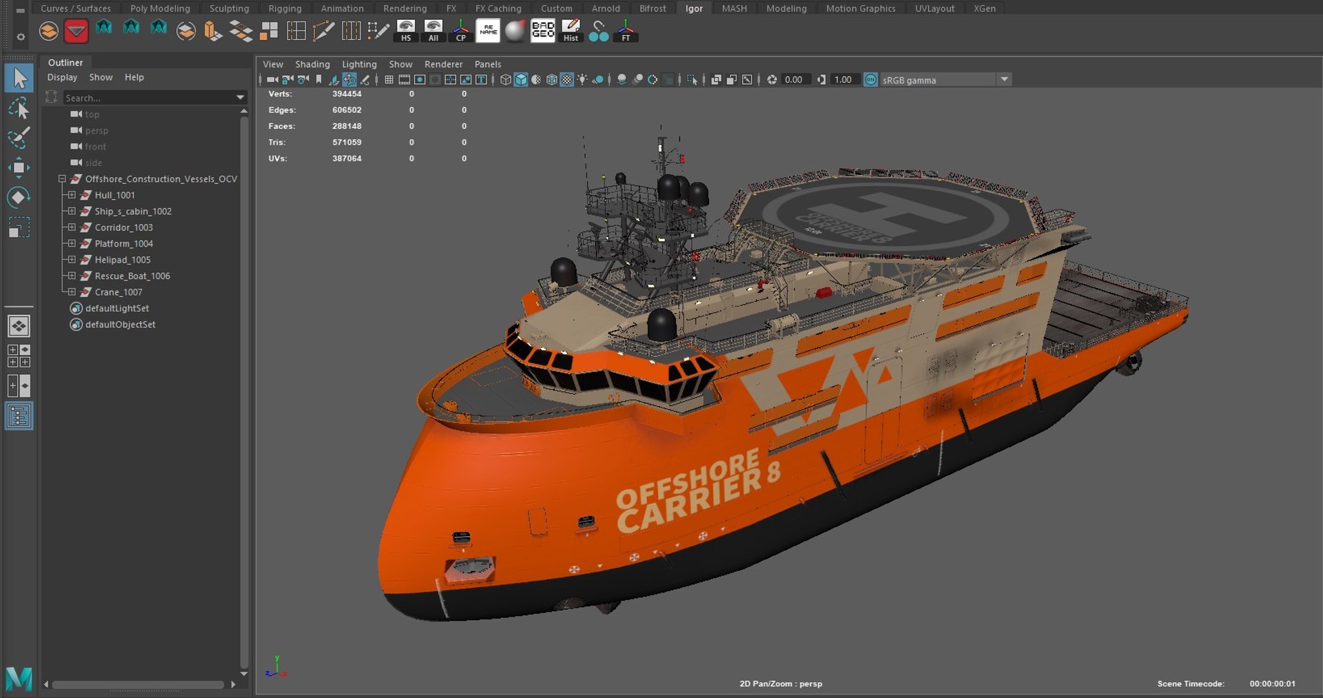 Offshore Construction Vessels OCV Orange Model - TurboSquid 2149068