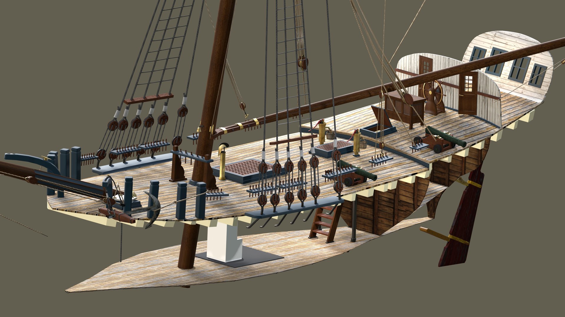 3D British Sloop MEDIATOR - Gunship 1745 - TurboSquid 1875070