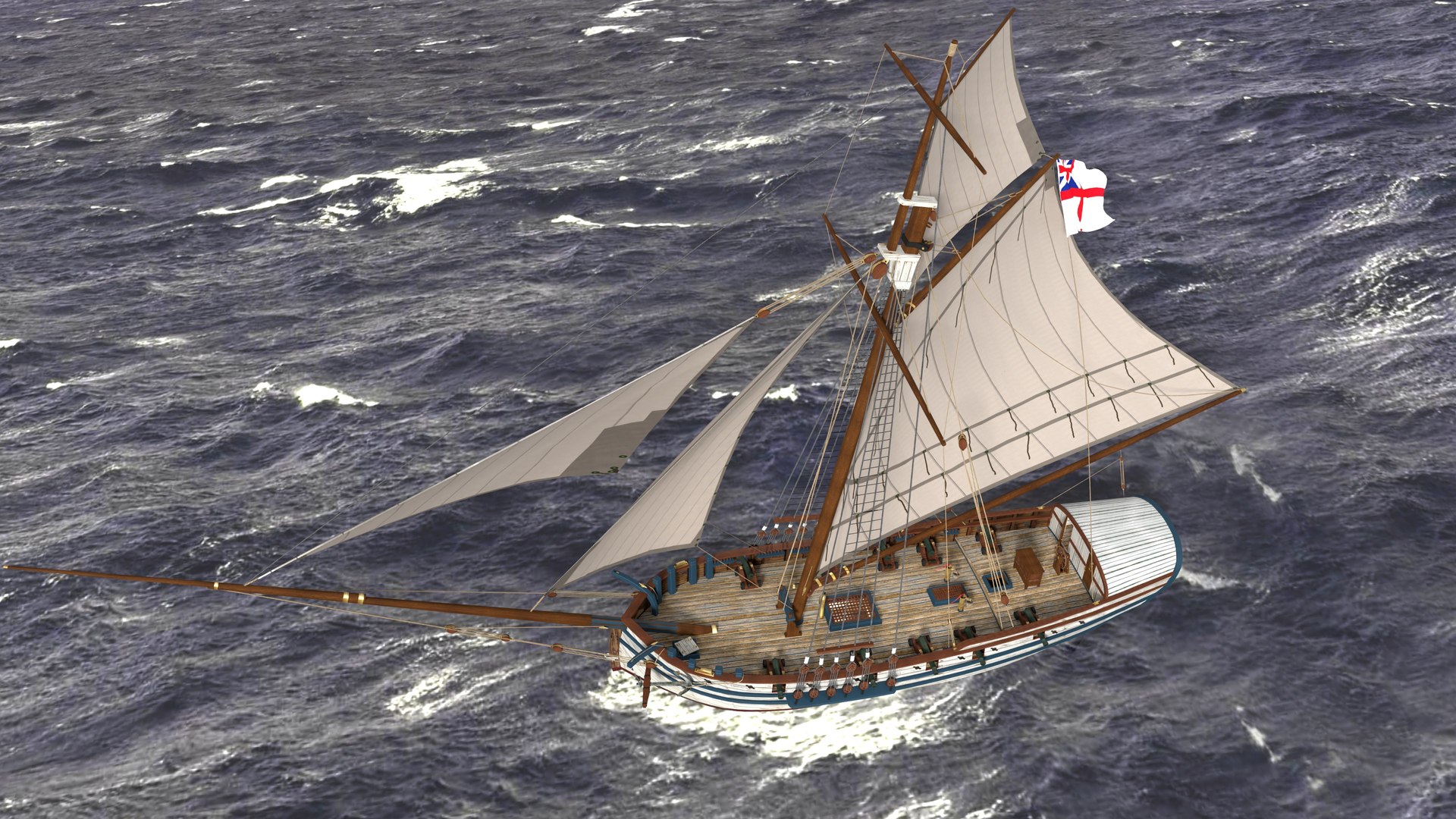 3D British Sloop MEDIATOR - Gunship 1745 - TurboSquid 1875070