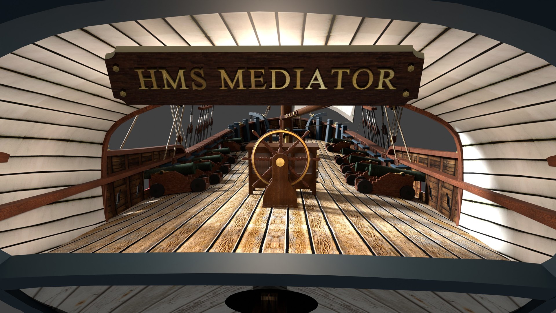 3D British Sloop MEDIATOR - Gunship 1745 - TurboSquid 1875070