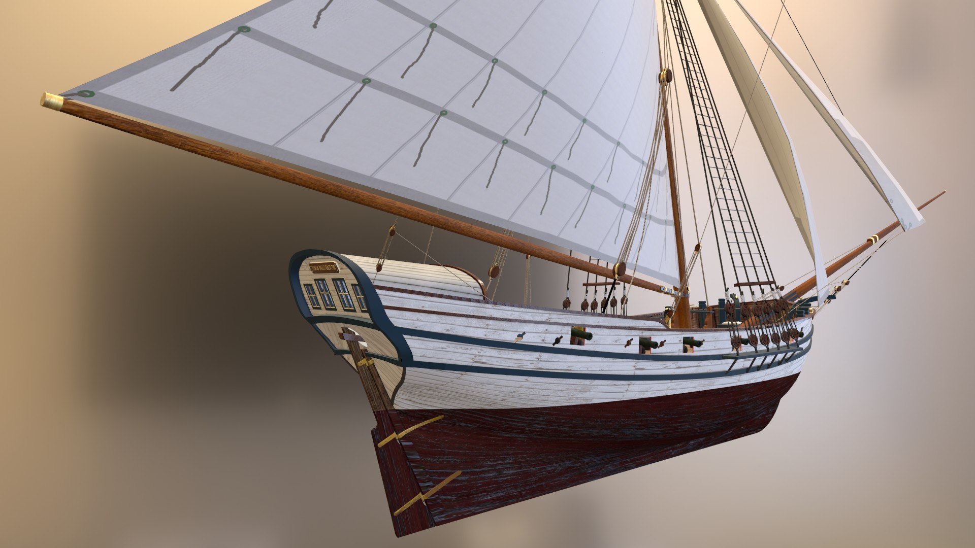 3D British Sloop MEDIATOR - Gunship 1745 - TurboSquid 1875070