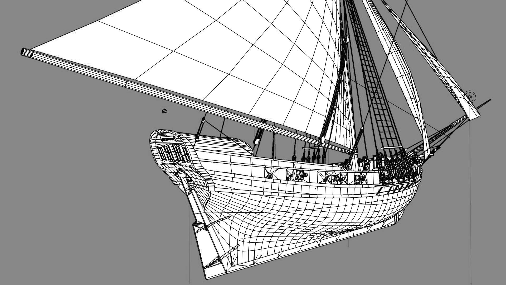 3D British Sloop MEDIATOR - Gunship 1745 - TurboSquid 1875070
