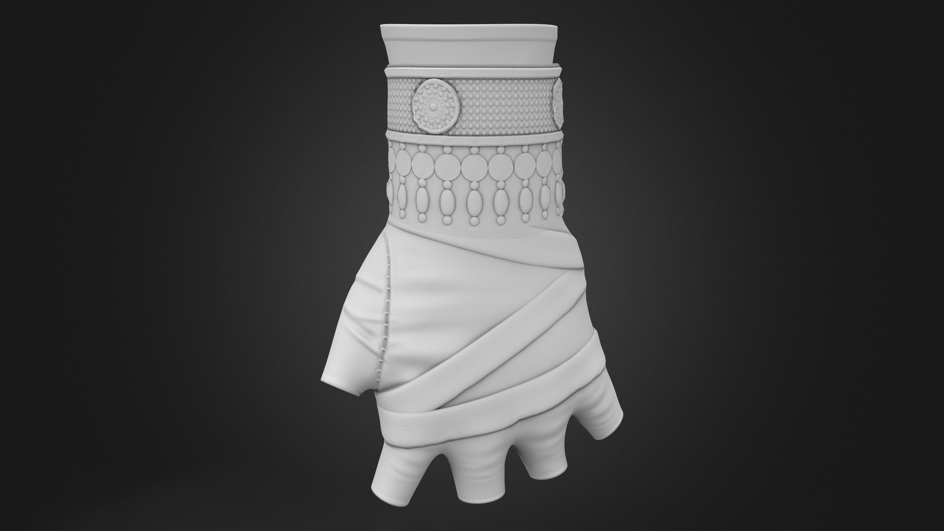 3D Fingerless Gloves With Decorated Wrist Guard And Wrap Model ...