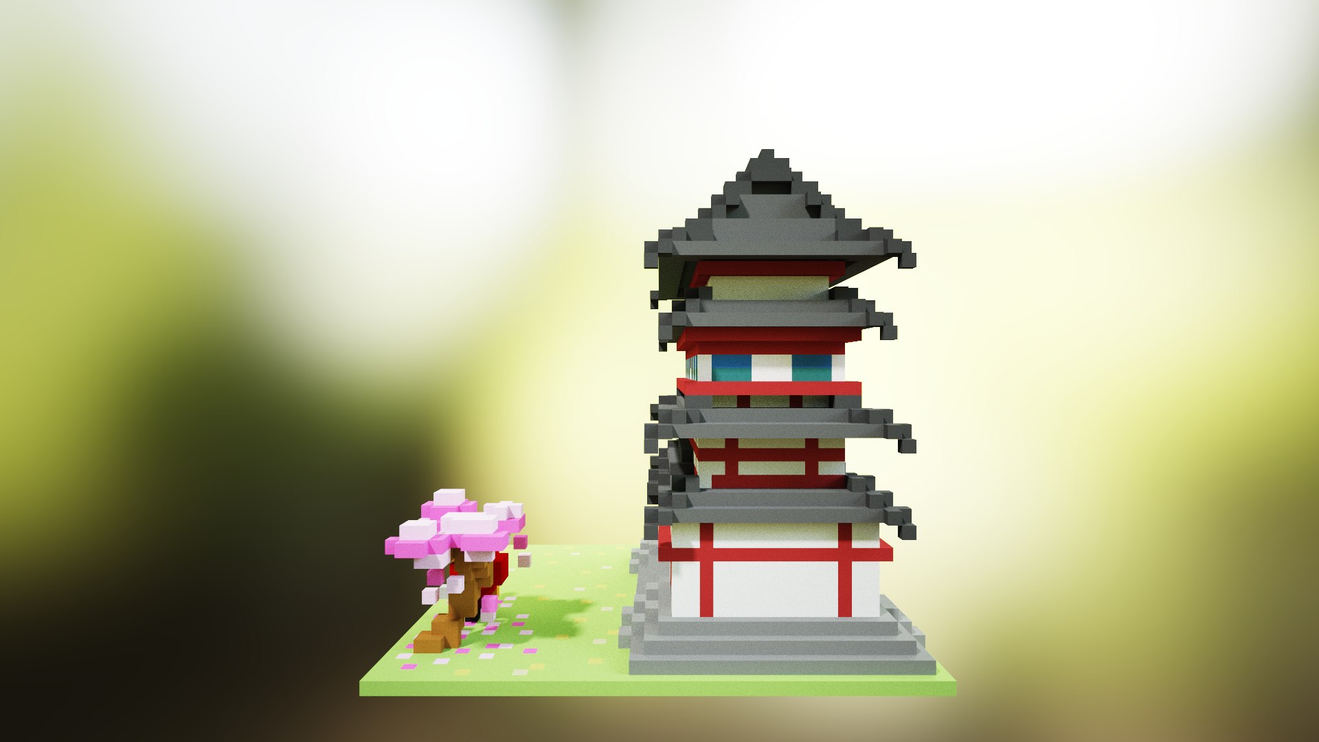 Japanese Monastery Voxel Art 3D - TurboSquid 2127739