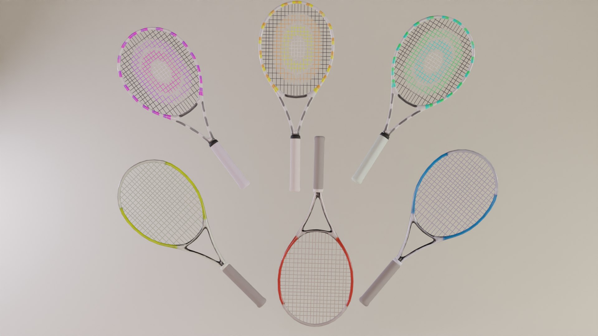 3D Low Poly Tennis Racket Pack Low-poly 3D Model - TurboSquid 1921415