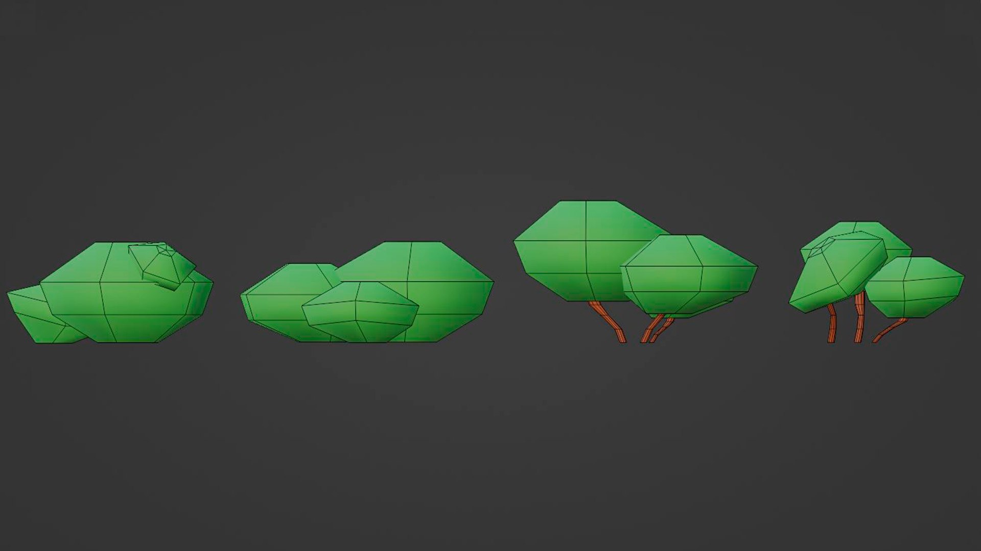 3D LOW POLY BUSH 4 VERSIONS Model - TurboSquid 2088382