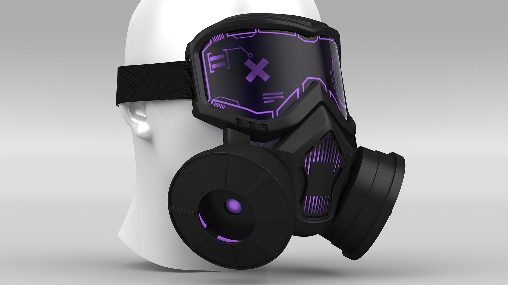 Mannequin Head Wearing Cyberpunk Gas Mask Purple 3D Model - TurboSquid ...