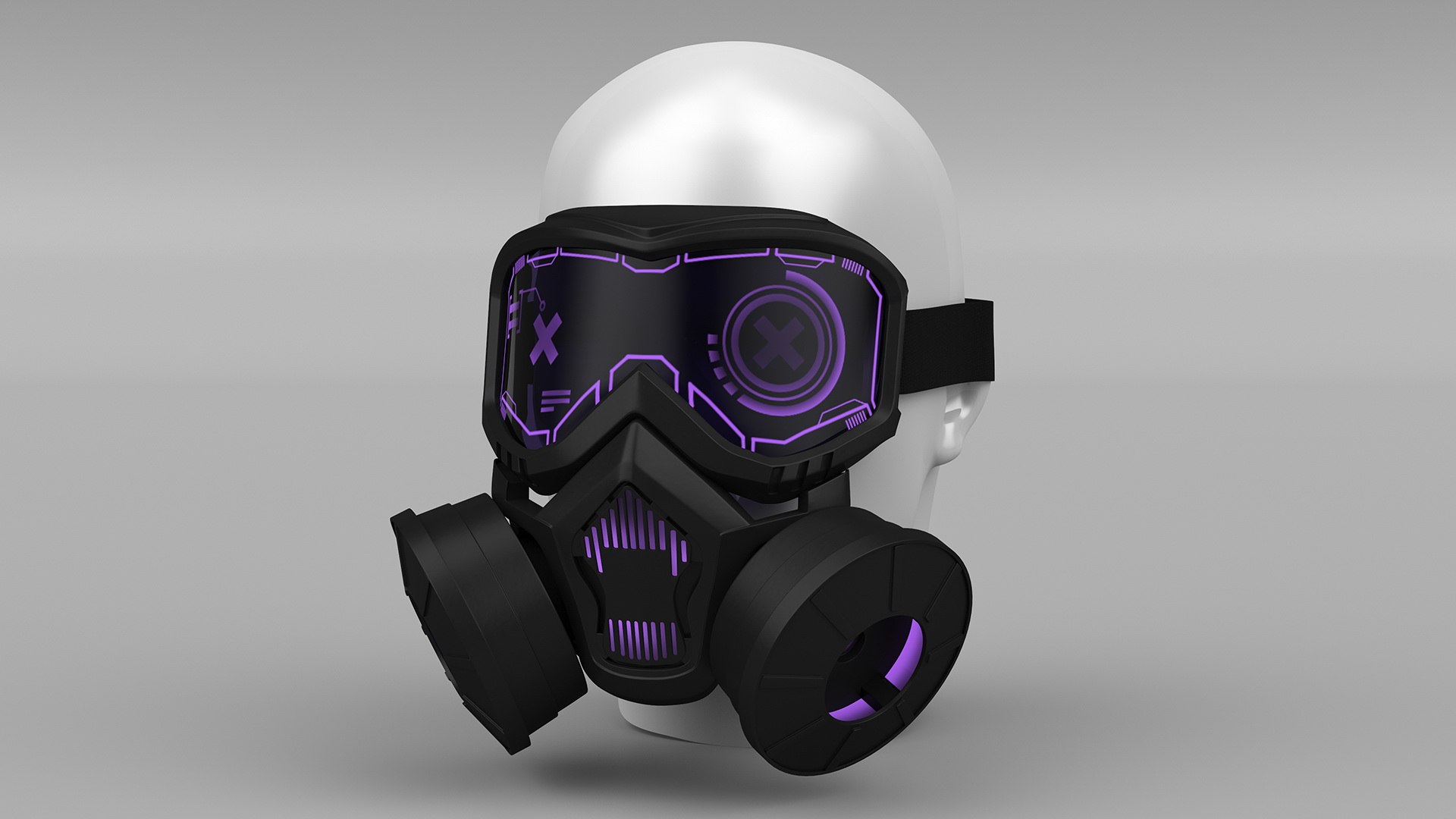 Mannequin Head Wearing Cyberpunk Gas Mask Purple 3D Model - TurboSquid ...