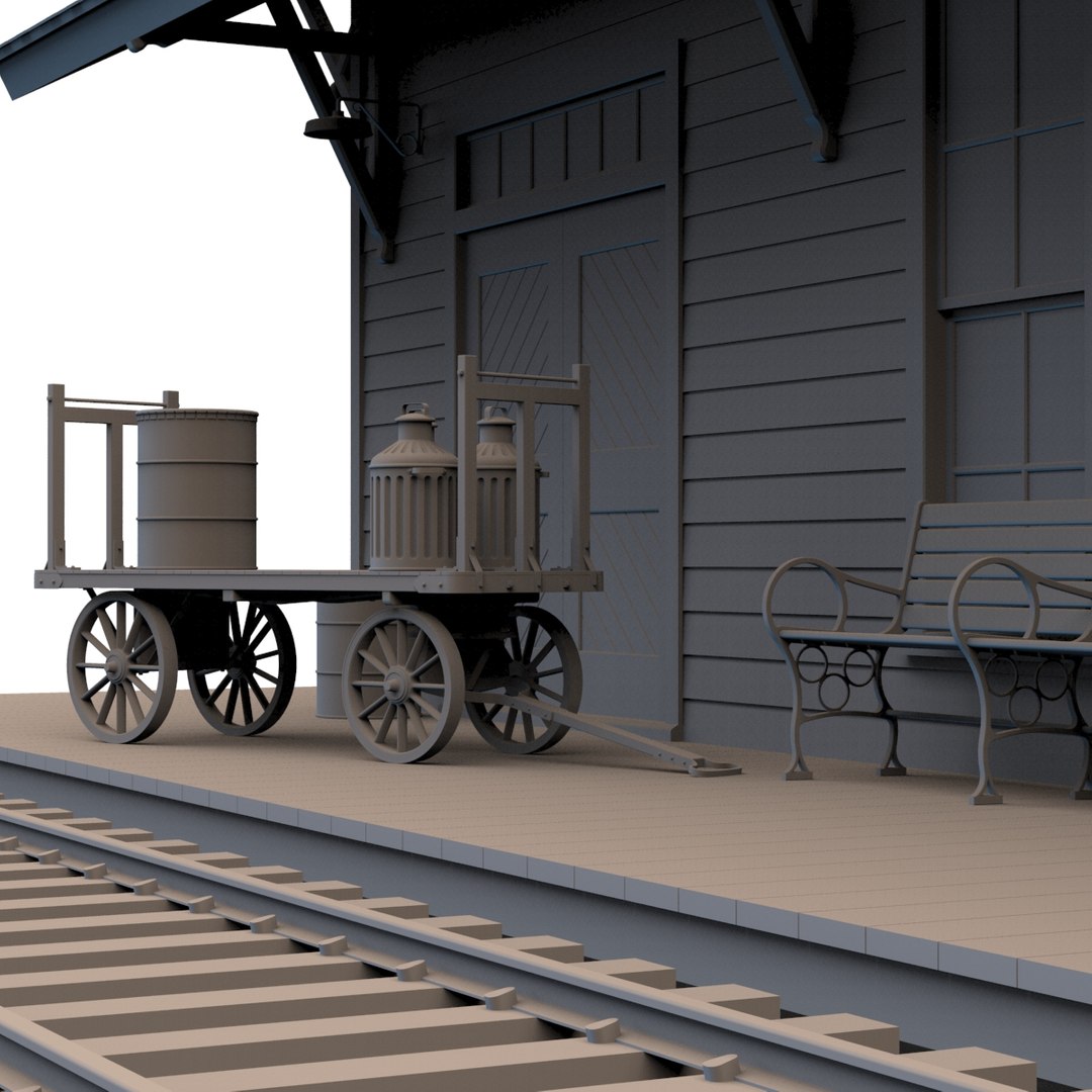 Railroad Station Depot 3d Model