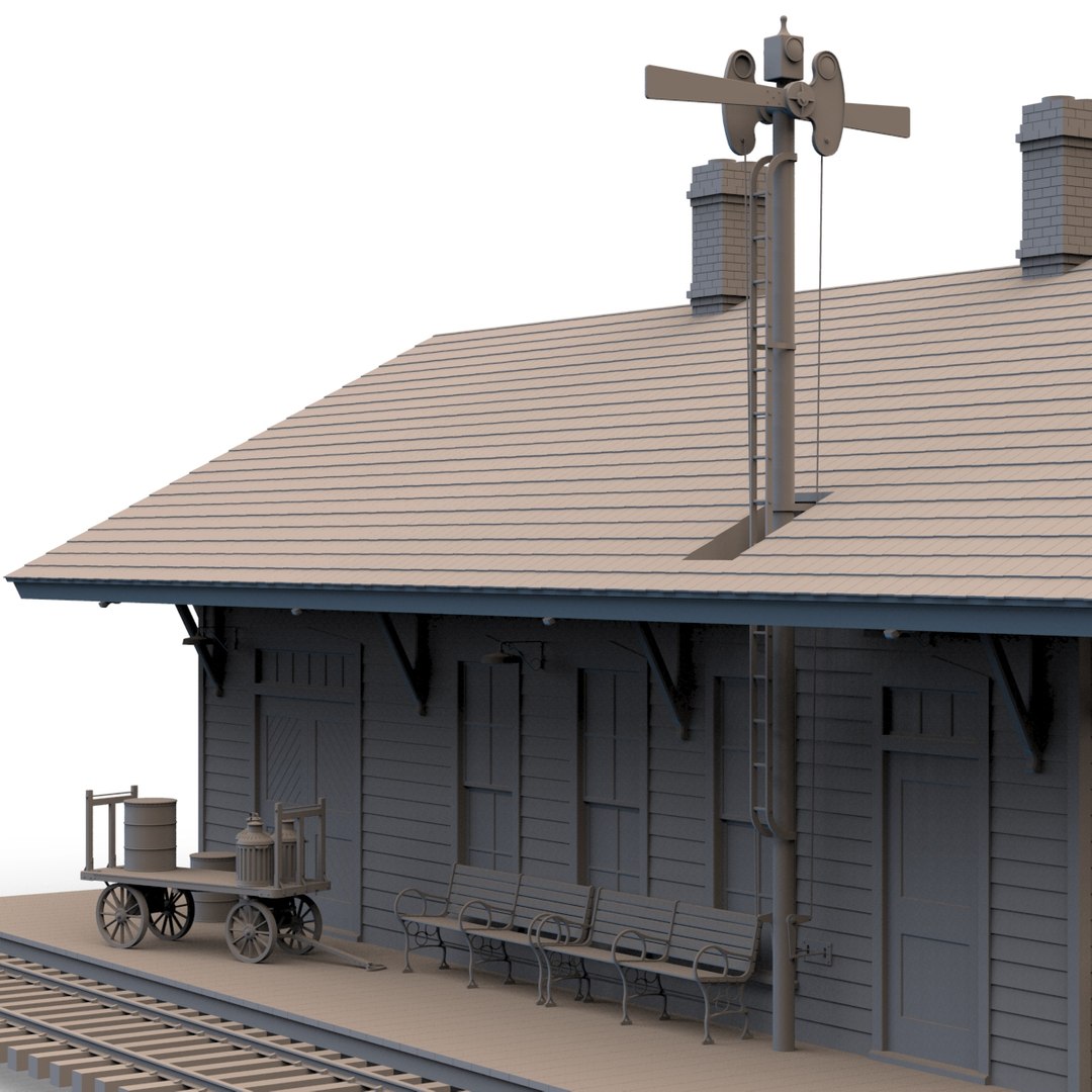 Railroad Station Depot 3d Model